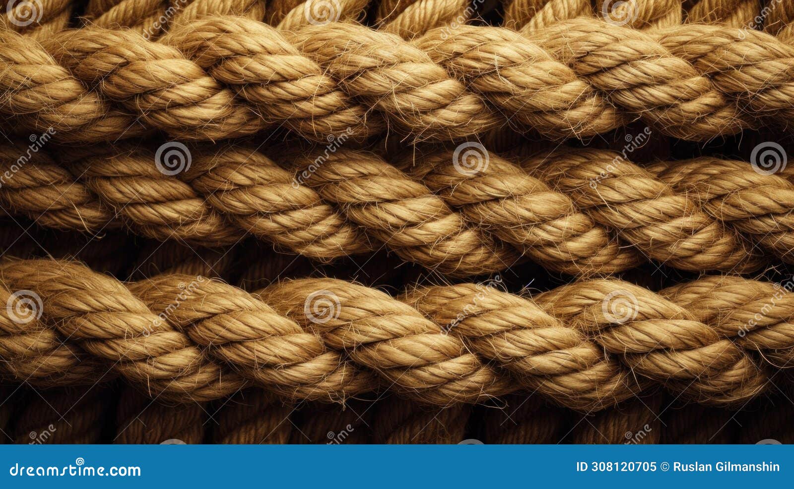 Tied Rope in a Row in Parallel Line Background in Closeup Full Frame ...