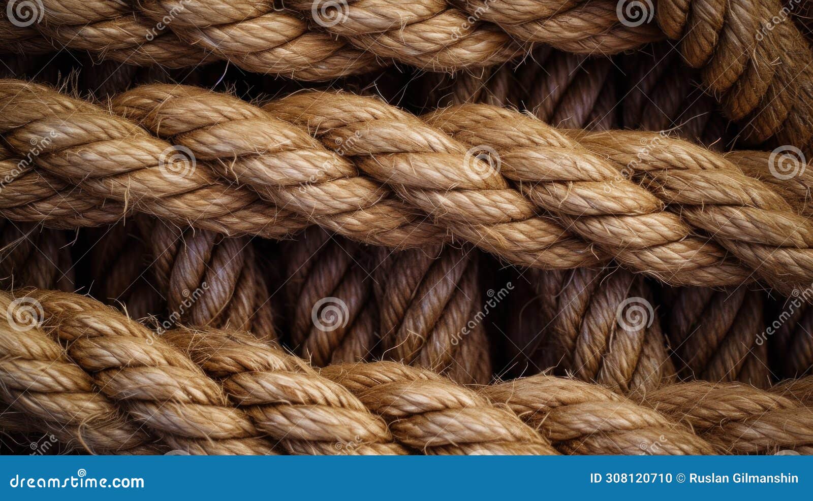 Tied Rope in a Row in Parallel Line Background in Closeup Full Frame ...