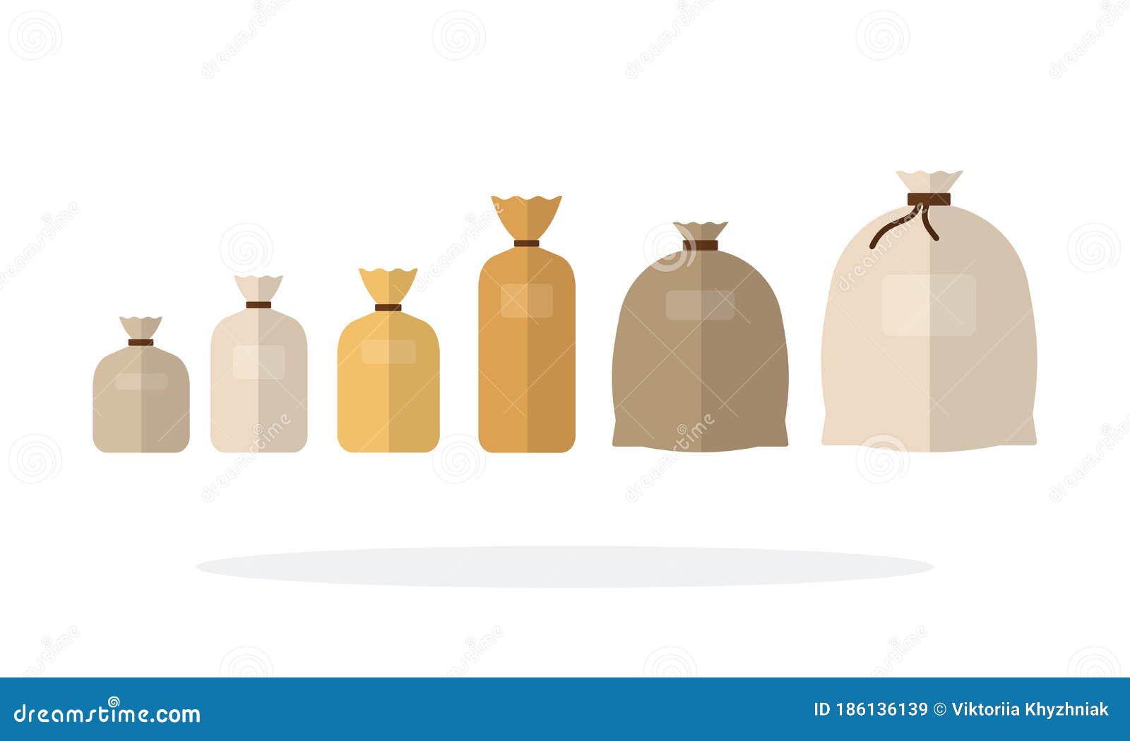 Tied Sacks of Different Sizes Flat Isolated Stock Vector - Illustration ...