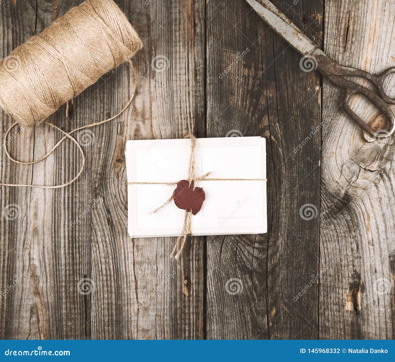 Tied Up with a Rope a Stack of Empty Cards Stock Photo - Image of ...