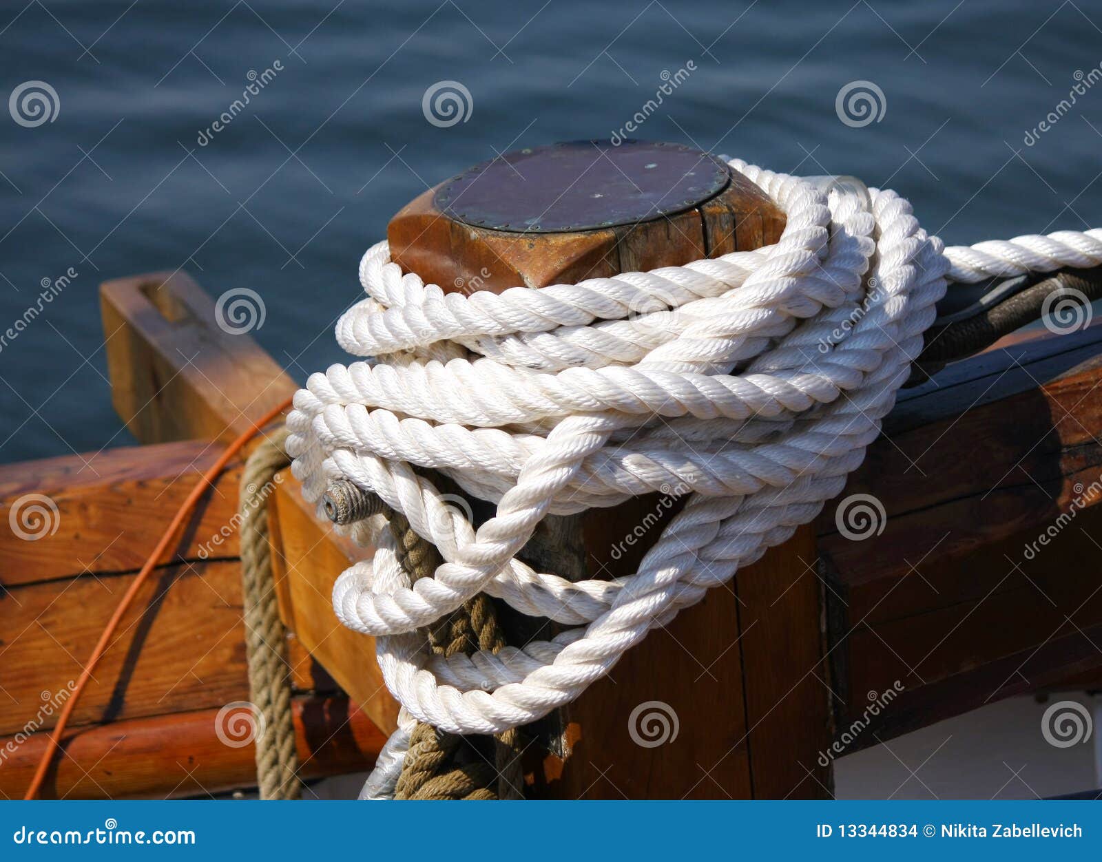 Tied white rope stock photo. Image of mooring, sail, hemp - 13344834