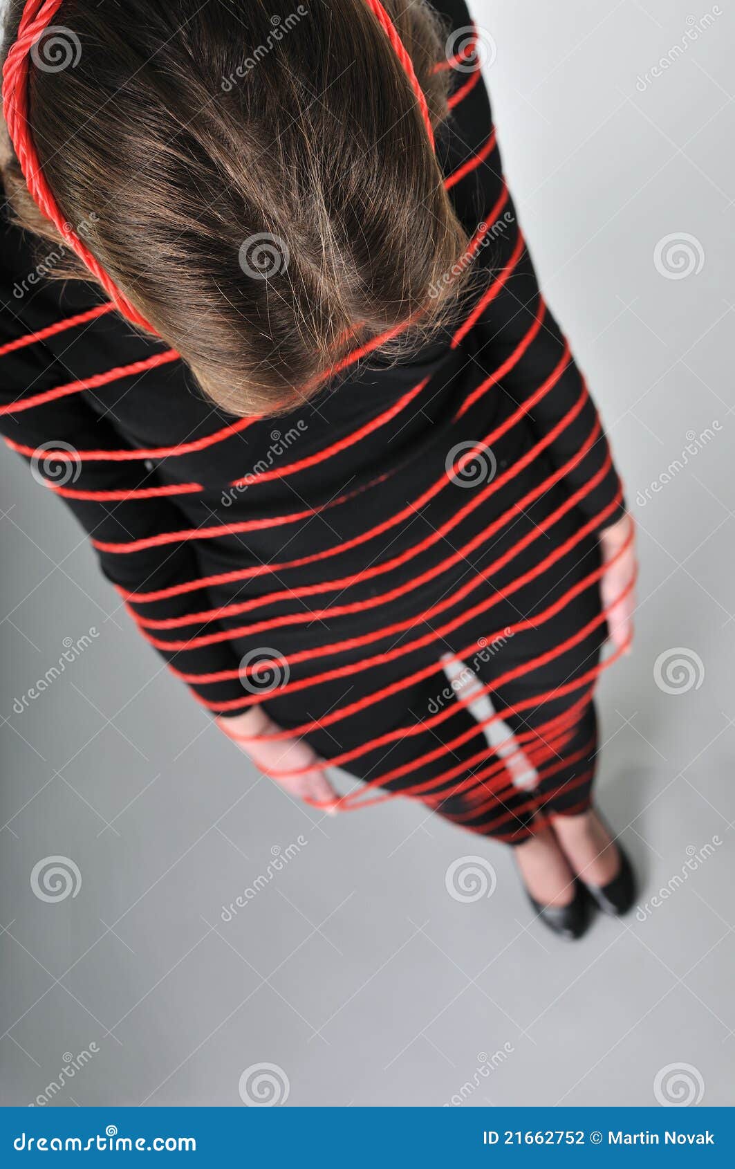 Tied - Young Woman in Ropes Stock Photo - Image of people, conviction ...