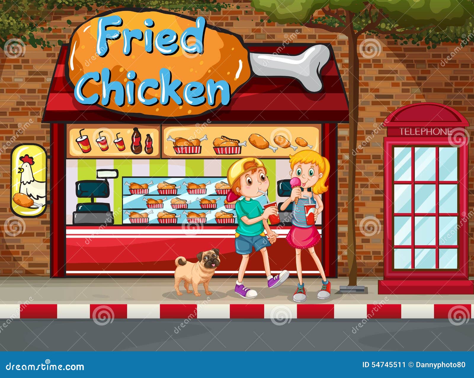 Tienda del pollo frito ilustración del vector. Ilustración de ...