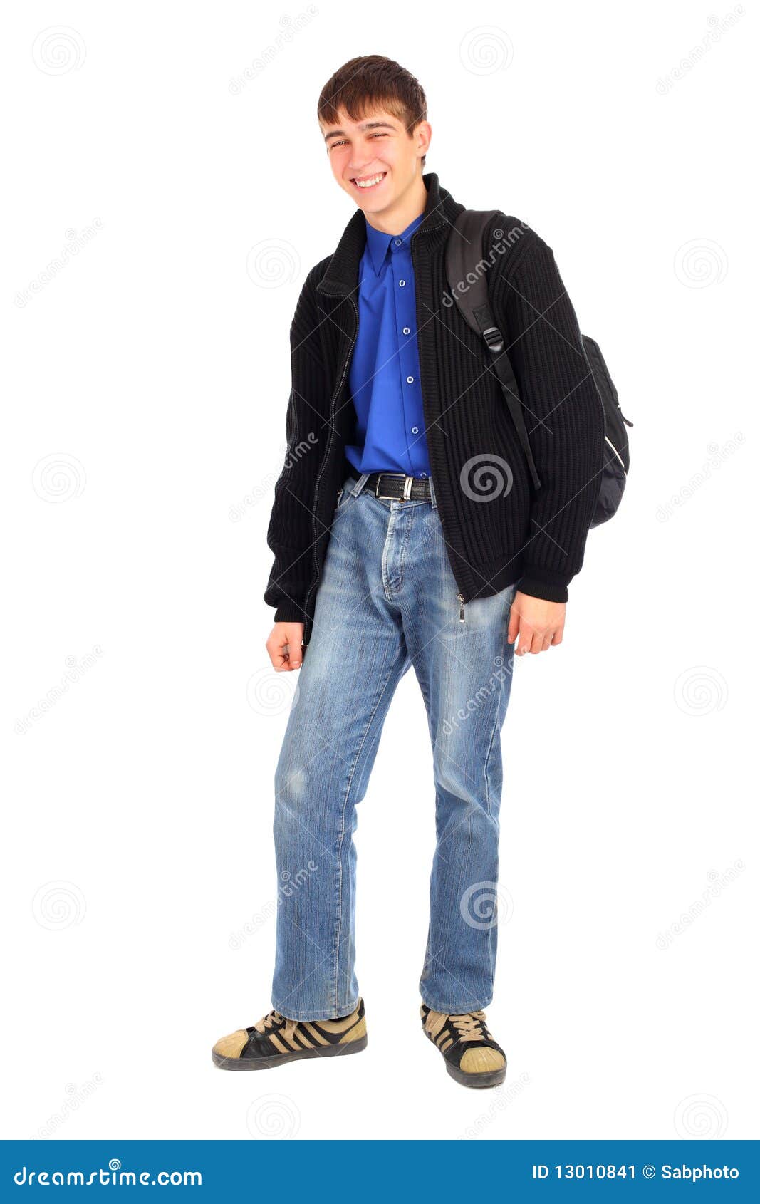 Tiener met knapzak stock afbeelding. Image of geïsoleerd - 13010841