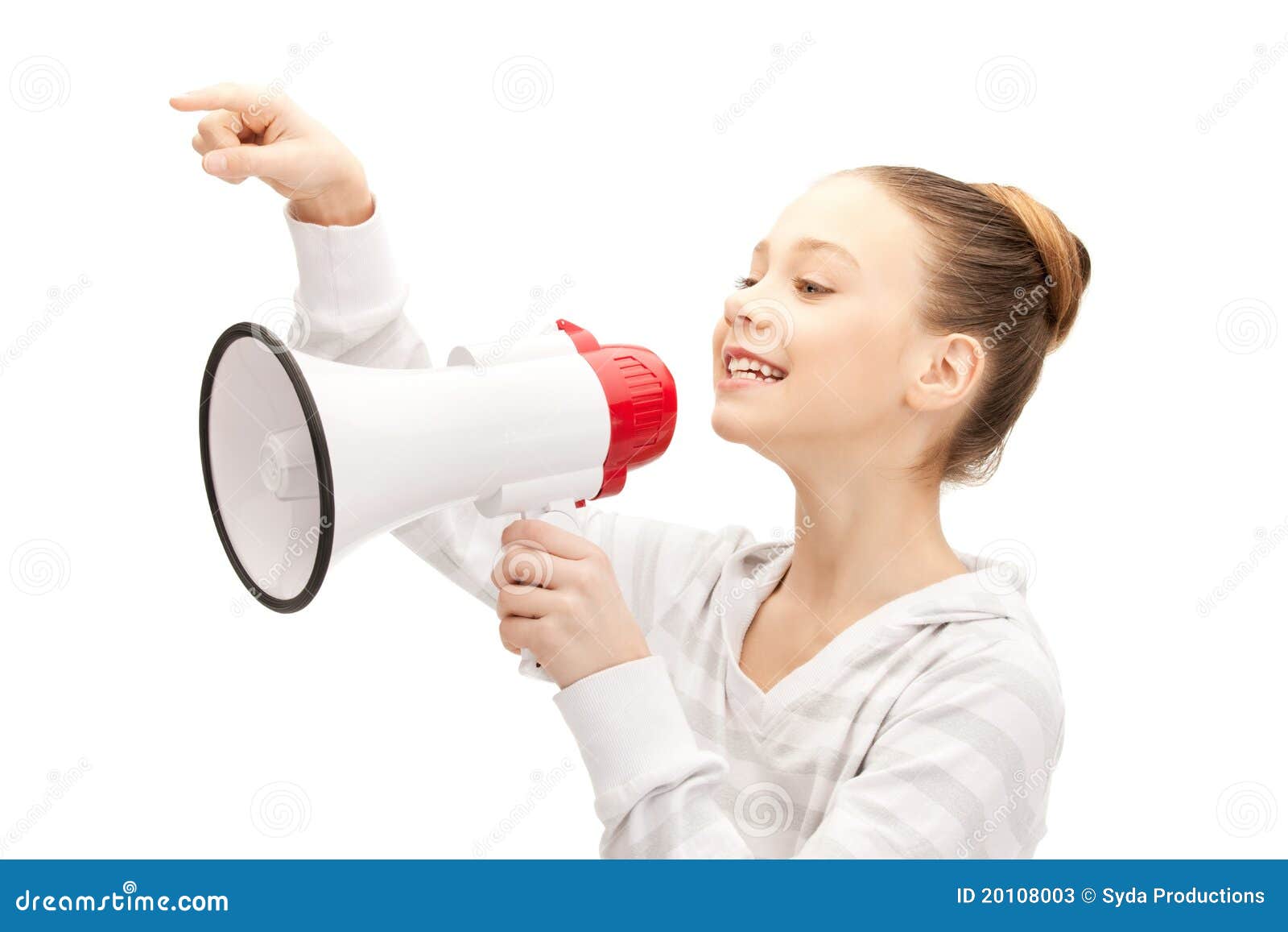 Tiener met megafoon stock afbeelding. Image of aandacht - 20108003