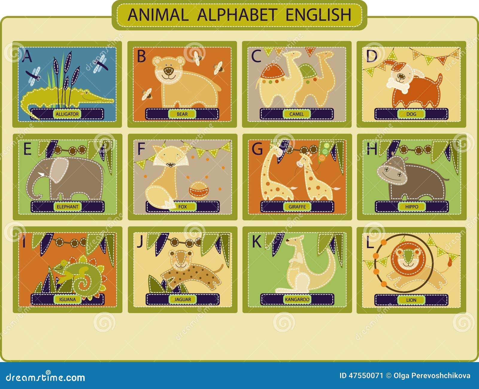 Tier-Alphabet 1 vektor abbildung. Illustration von blätter - 47550071