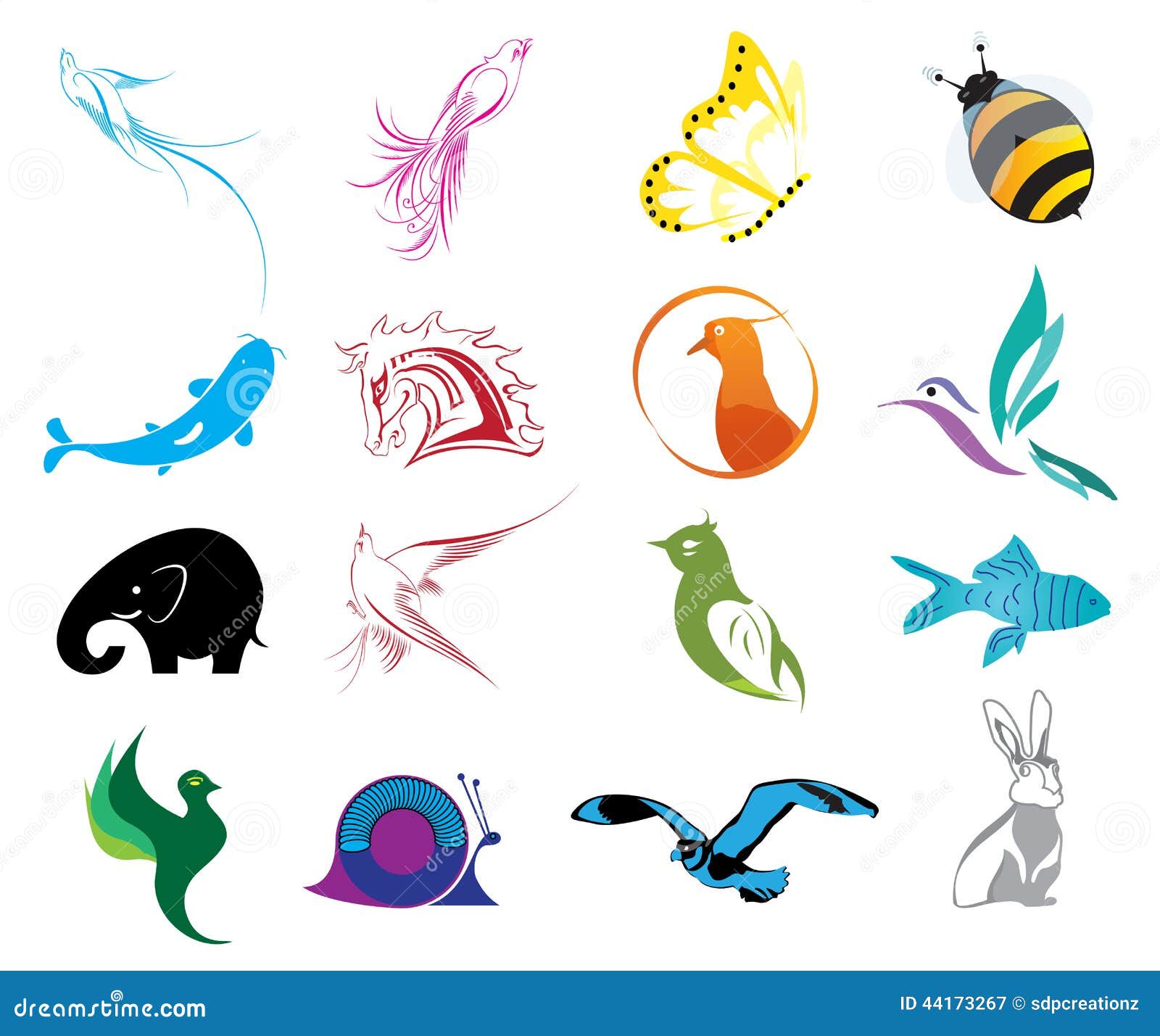 Tier-Logo Icons Set stock abbildung. Illustration von marienkäfer ...