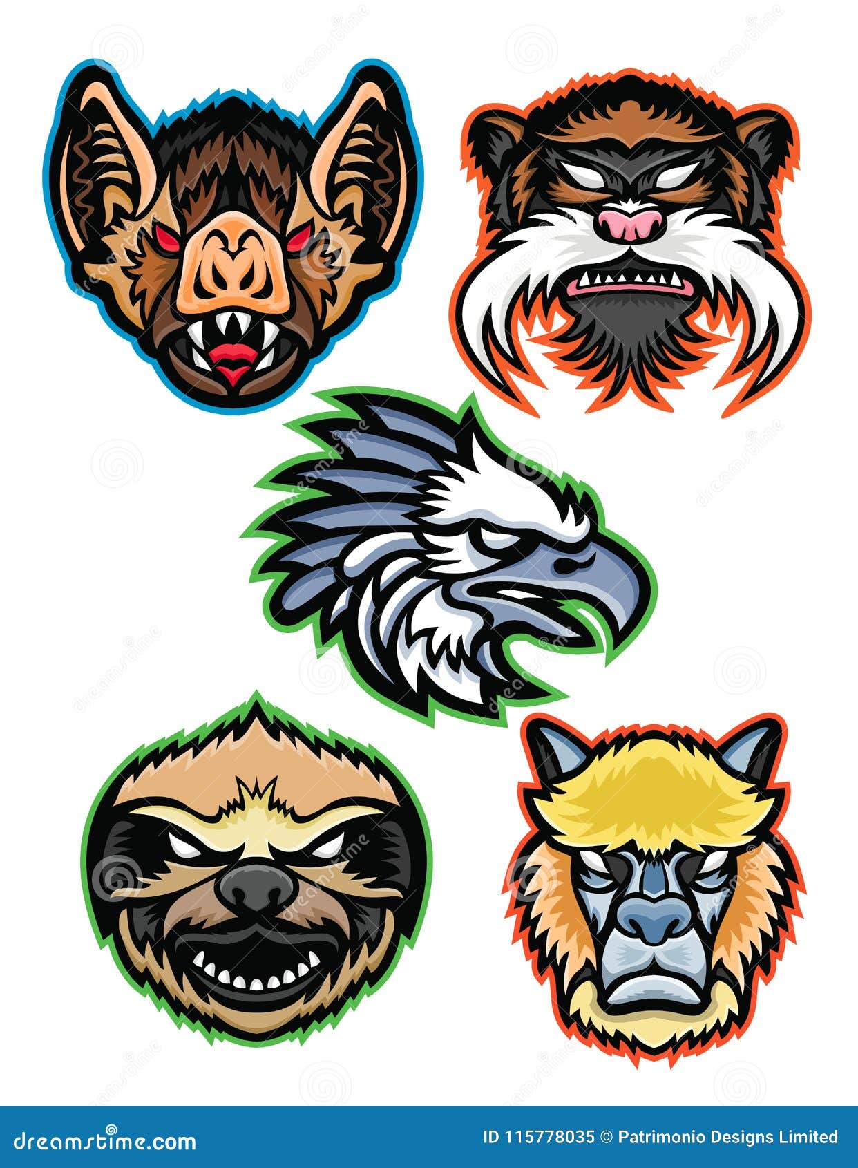 Tier-Maskottchen-Sammlungs-Reihe Amazonas-wild Lebender Tiere Vektor ...