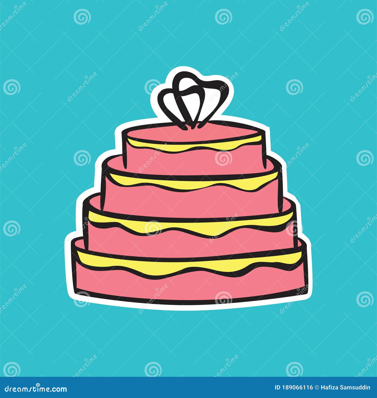 4 Tier Wedding Cake. Vector Illustration Decorative Design Stock Vector ...