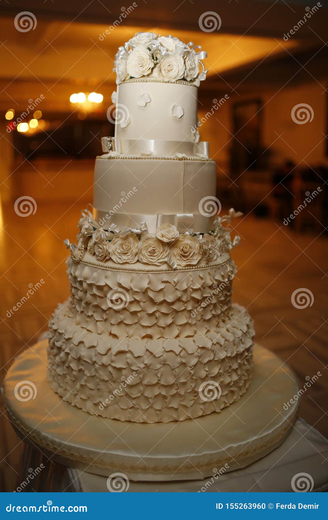 Expensive and Uniq White Wedding Cake Stock Photo - Image of bouquet ...