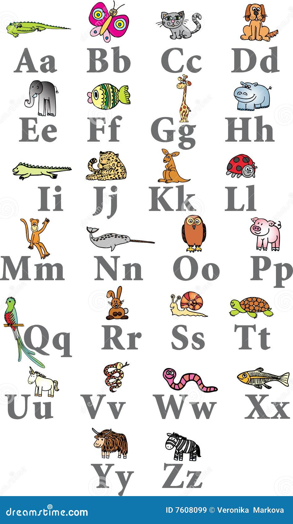 Tieralphabet vektor abbildung. Illustration von abbildungen - 7608099