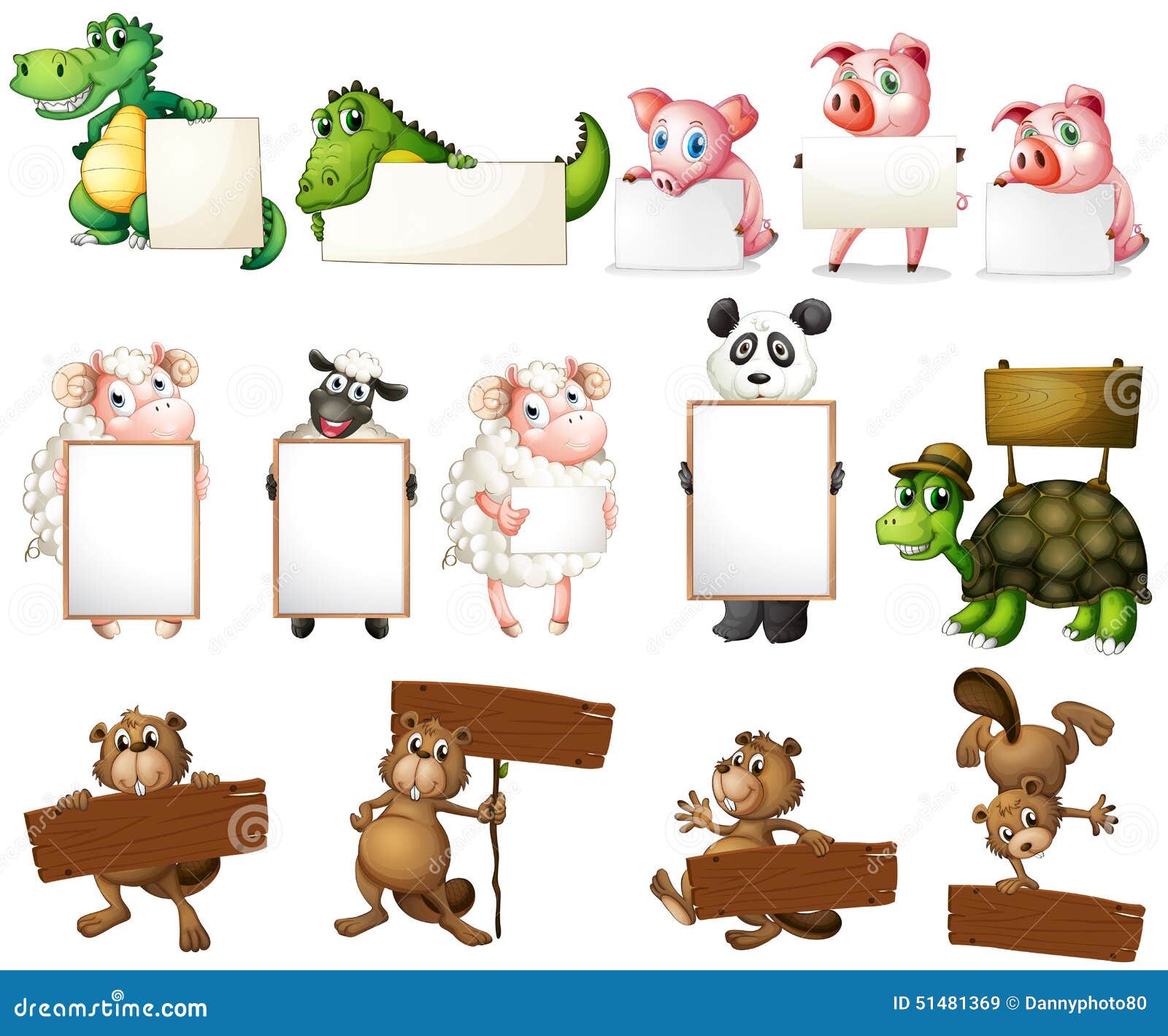 Tiere und Zeichen vektor abbildung. Illustration von serie - 51481369