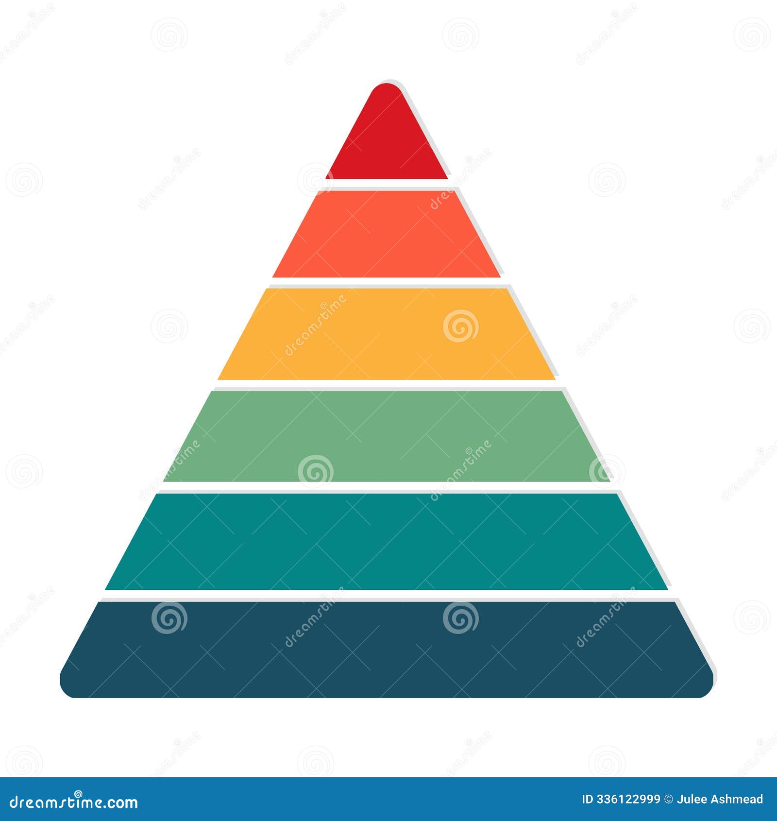 Pyramid Chart Infographic 6 Levels. Flat Color Design. Vector ...