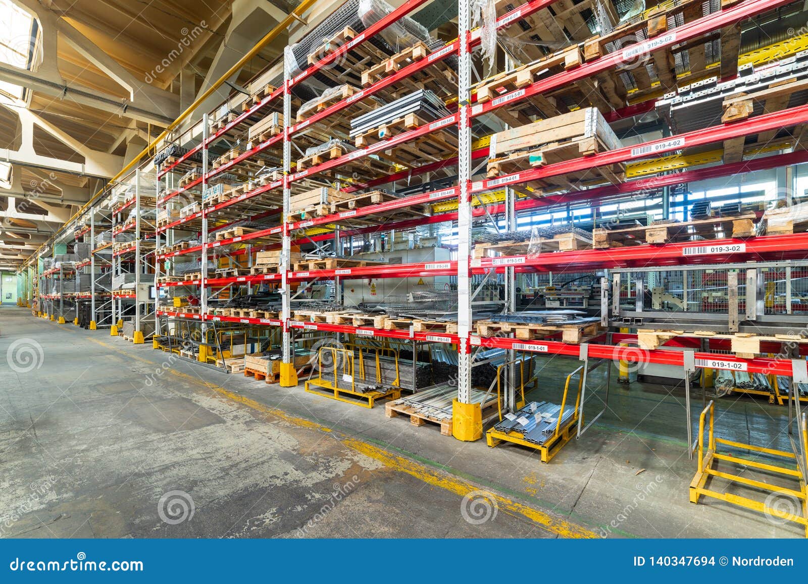 Tiered Rack with Sheet Metal Rolls. Internal Warehouse of Raw Materials ...