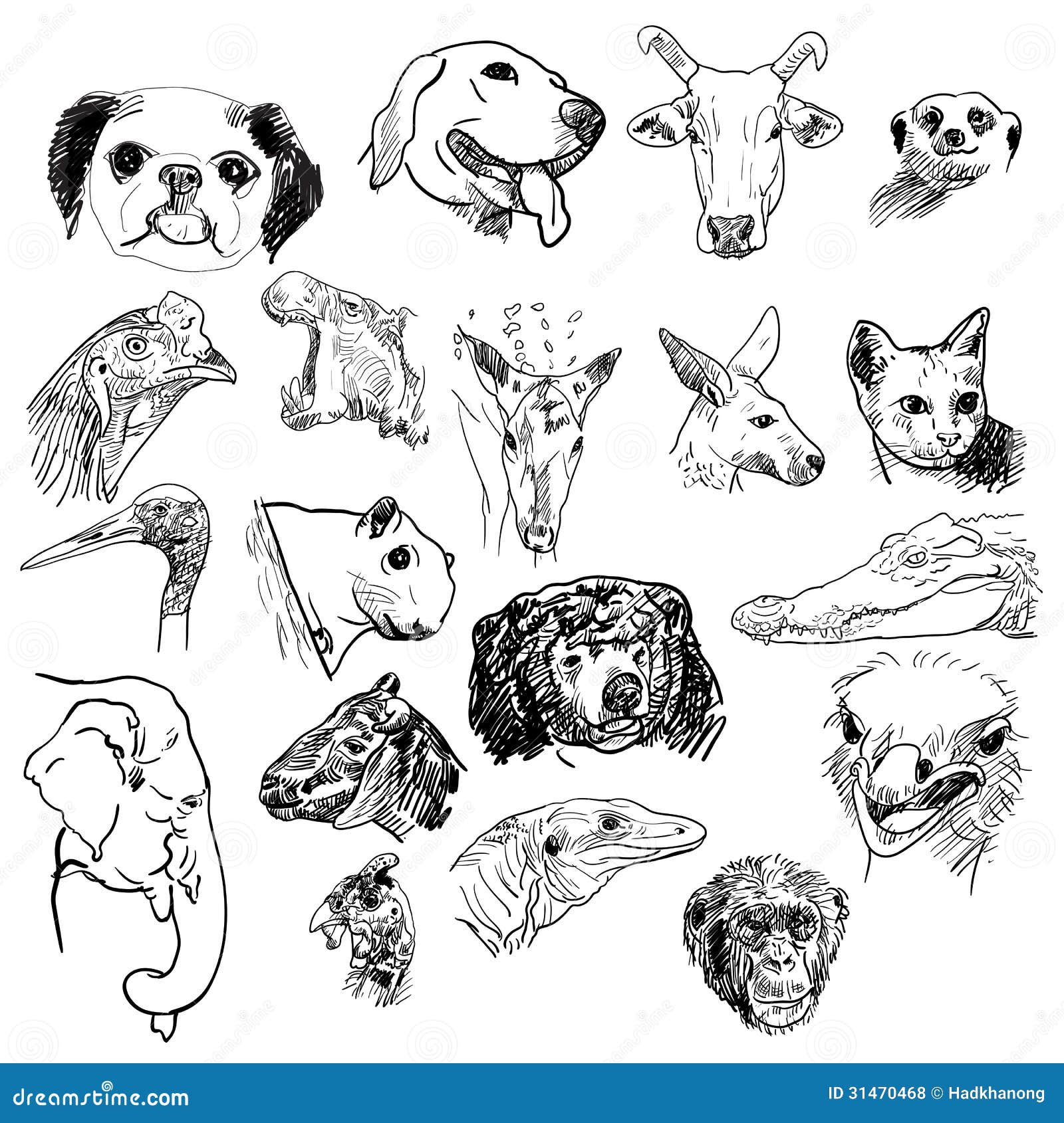 Tierkopf vektor abbildung. Illustration von ansammlung - 31470468