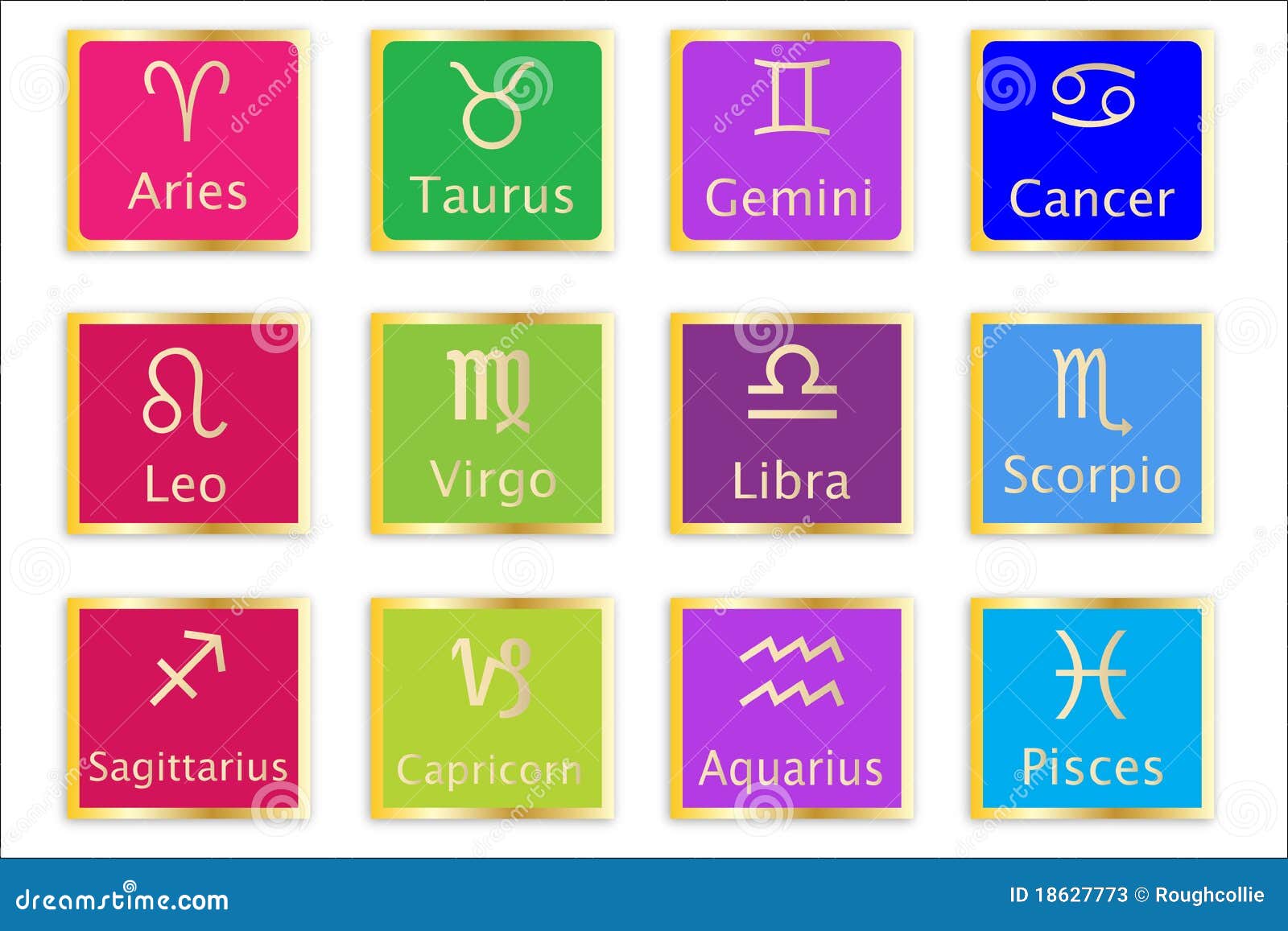 Tierkreis-Astrologie-Zeichen Eingestellt Stock Abbildung - Illustration ...