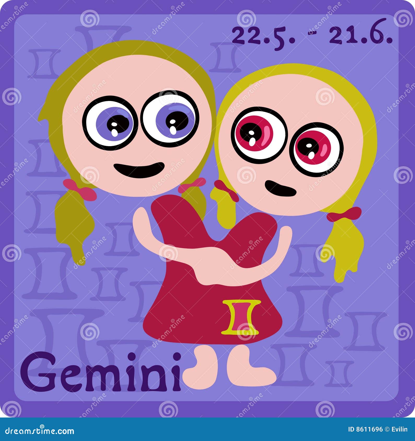 Tierkreis-Zeichen - Zwillinge Vektor Abbildung - Illustration von ...