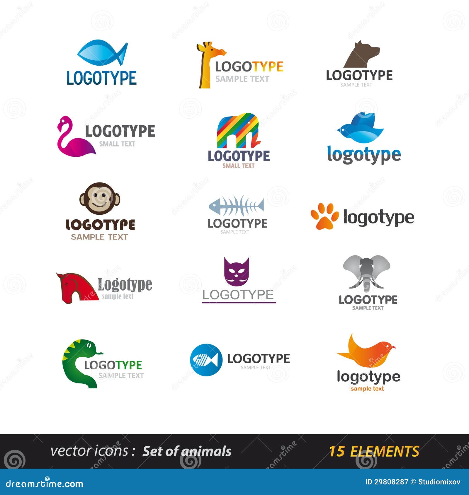 Tierlogosatz vektor abbildung. Illustration von ansammlung - 29808287