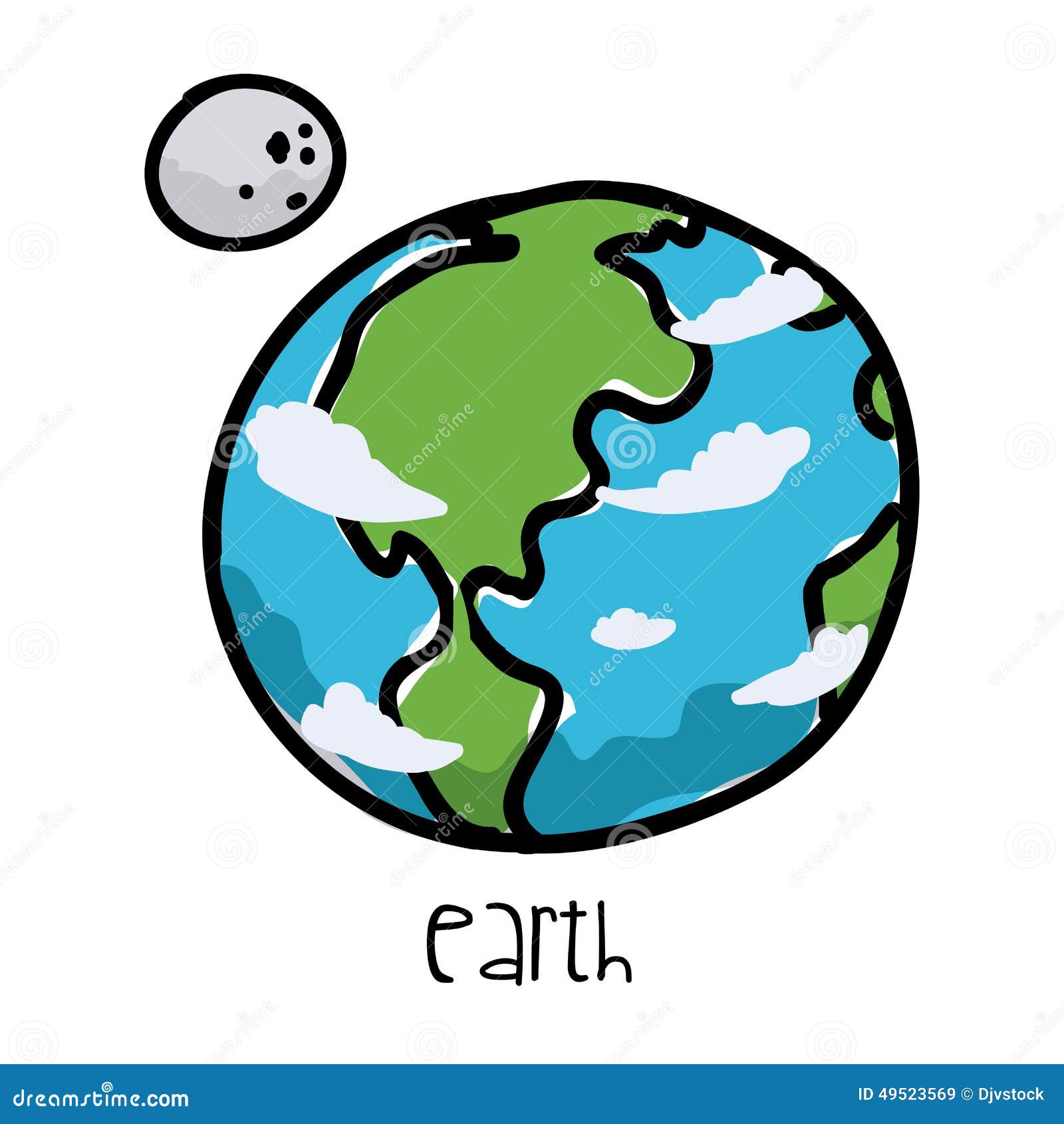 Tierra dibujada ilustración del vector. Ilustración de continente ...