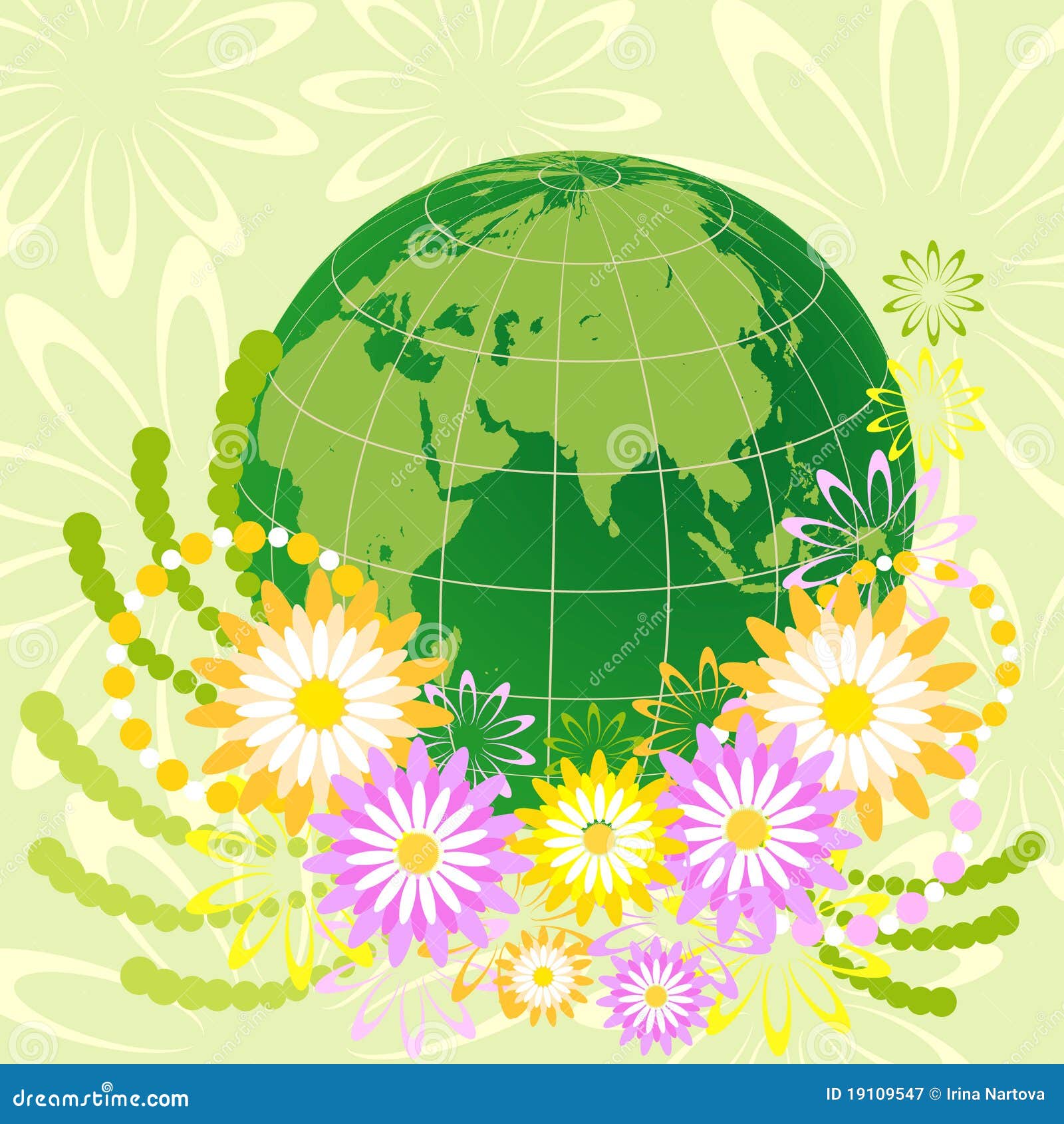 Tierra en flores del color stock de ilustración. Ilustración de esfera ...