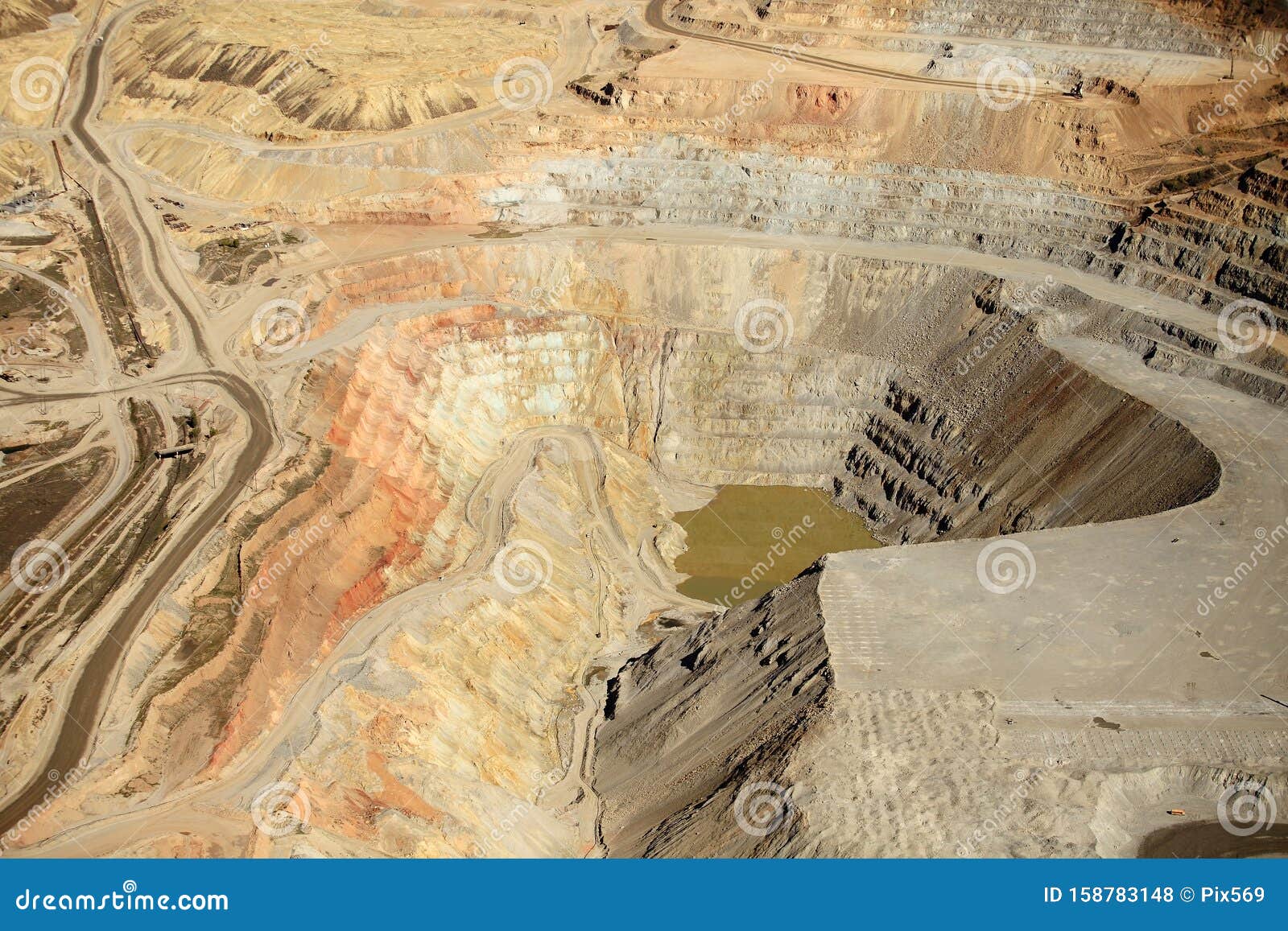 An Aerial View Inside an Open Pit Copper Mine. Stock Photo - Image of ...