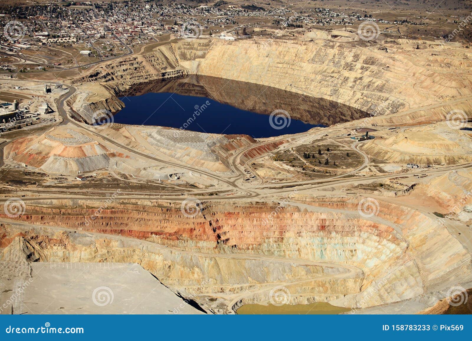 An Aerial View Inside an Open Pit Copper Mine. Stock Image - Image of ...
