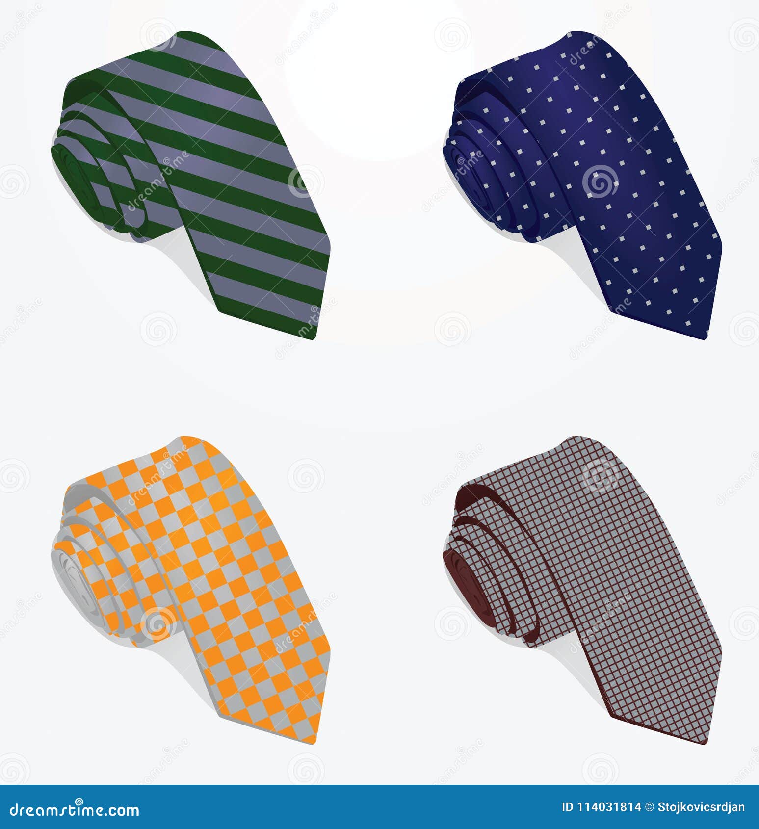 Ties Set, Four Different Patterns Stock Vector - Illustration of ...