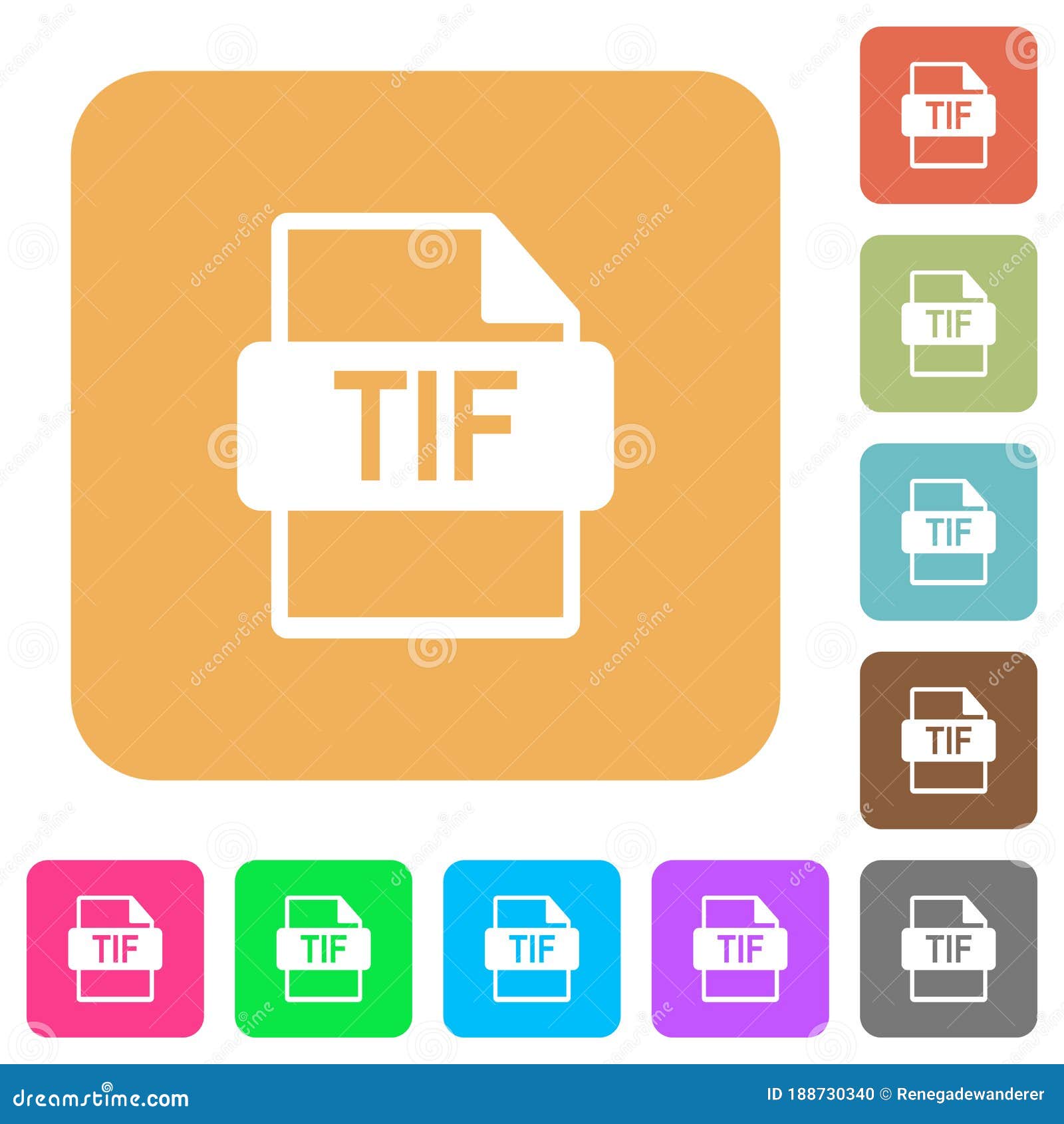TIF File Format Rounded Square Flat Icons Stock Vector - Illustration ...