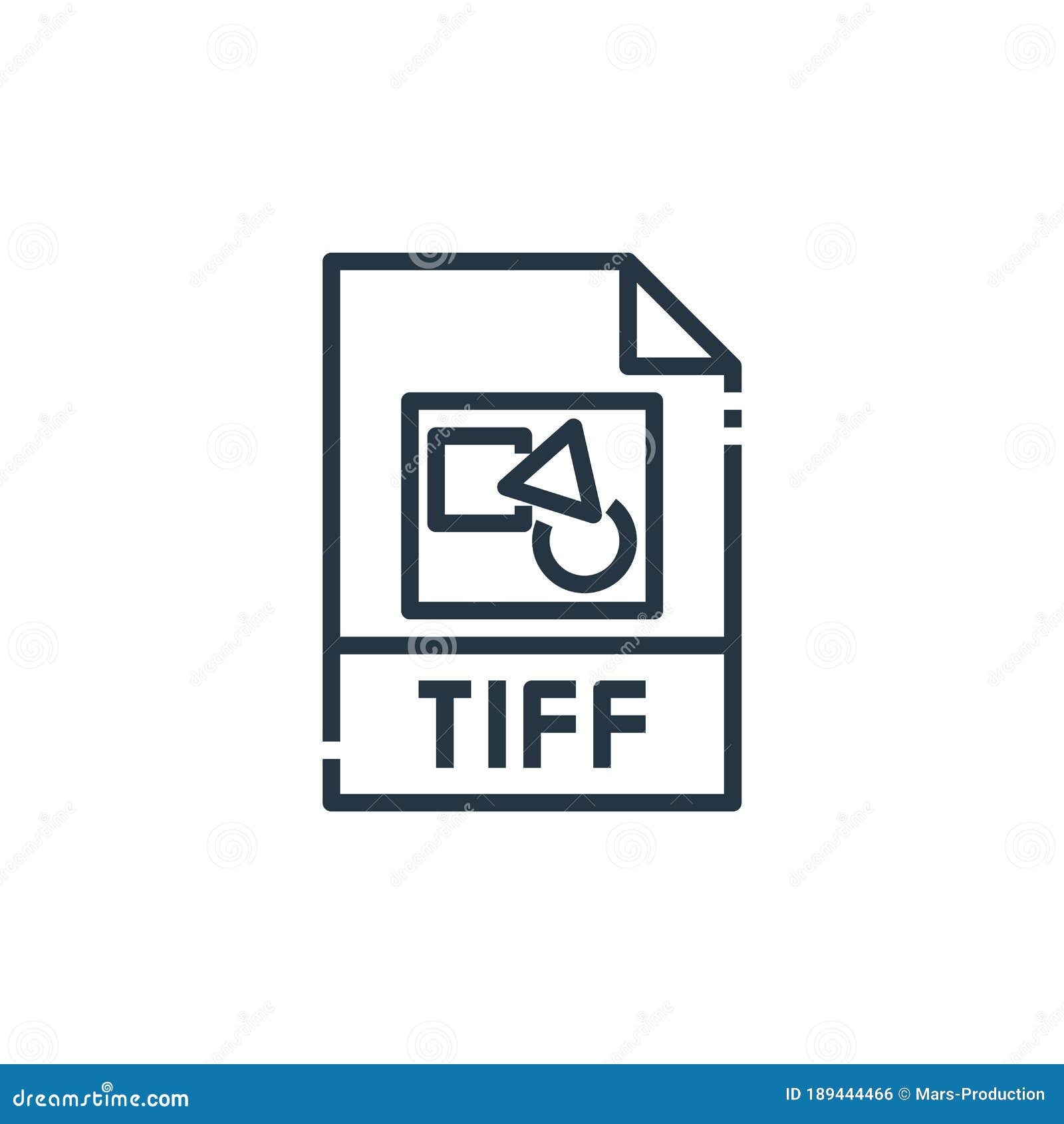 Tiff Vector Icon Isolated On White Background. Outline, Thin Line Tiff ...