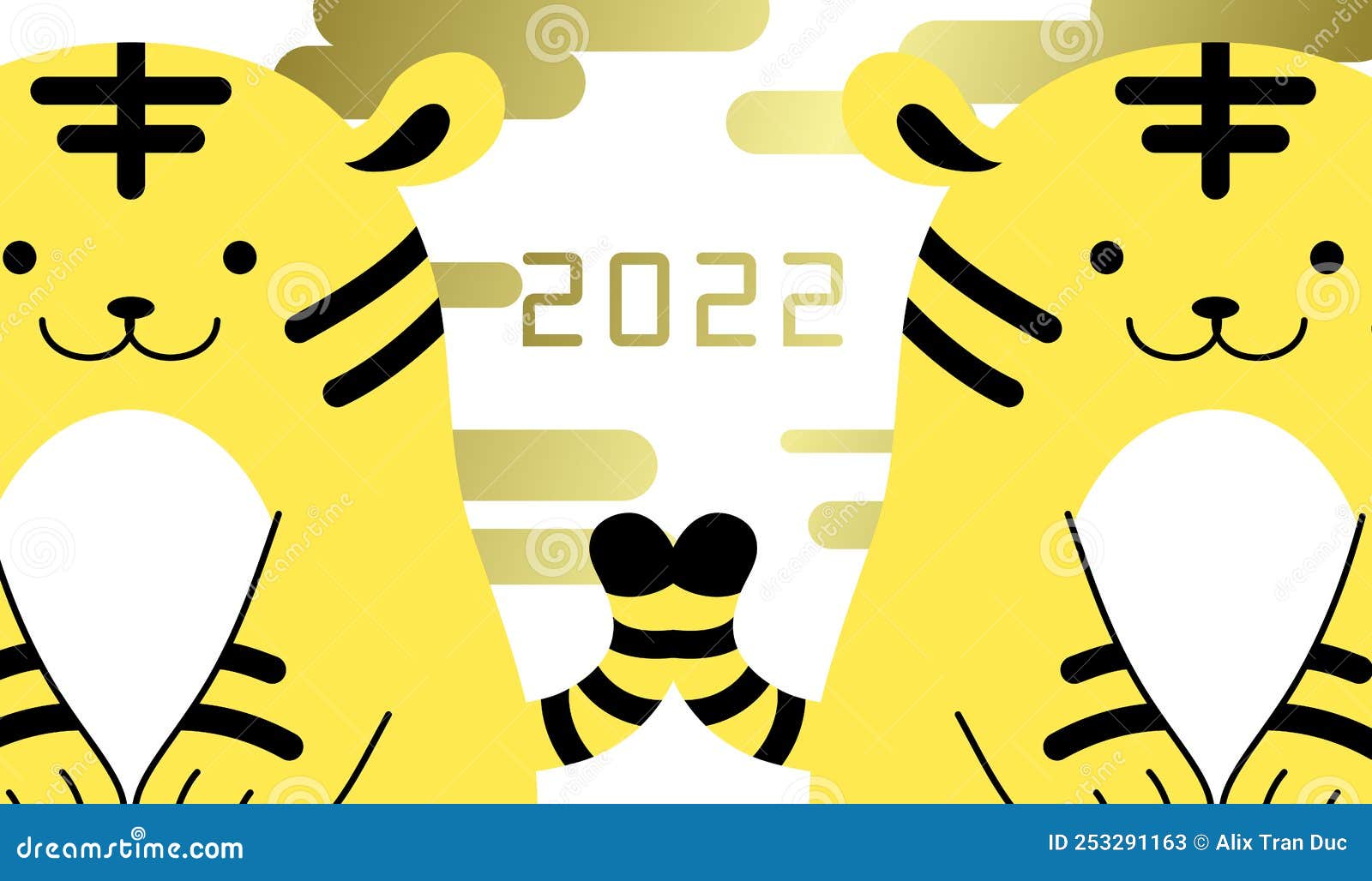 Chinese New Year 2022 Couple of Tigers Bowing Stock Vector ...