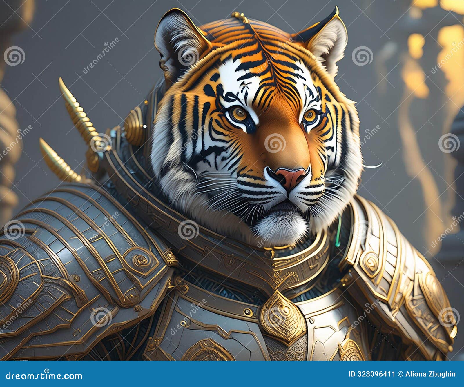 A Tiger With Armor With A Castle At The Background Royalty-Free Stock ...