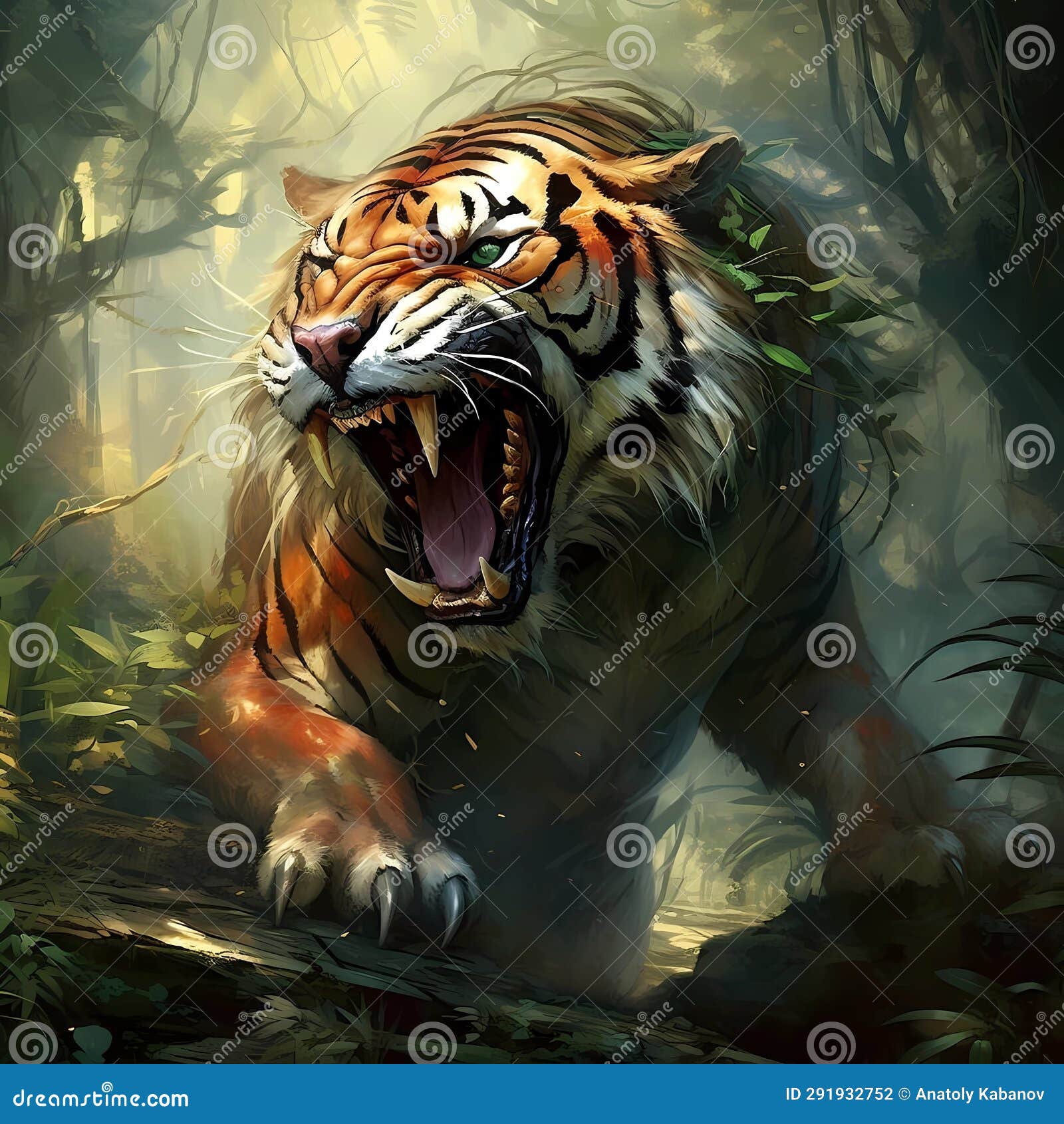 Tiger Art stock illustration. Illustration of kitten - 291932752