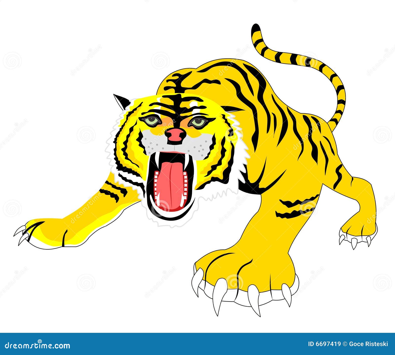 Tiger attack stock vector. Illustration of wild, great - 6697419