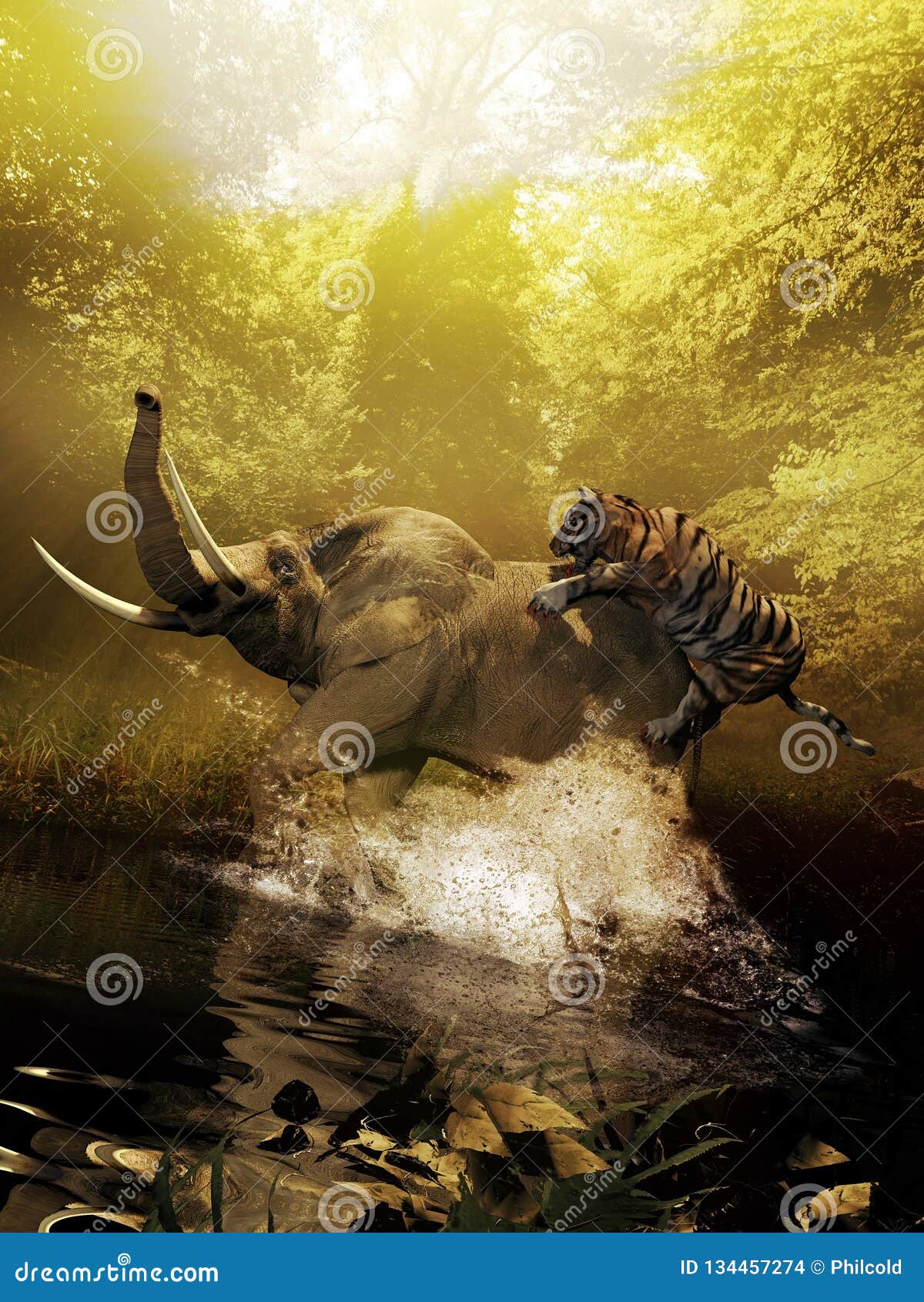 Elephant Vs Tiger Fight