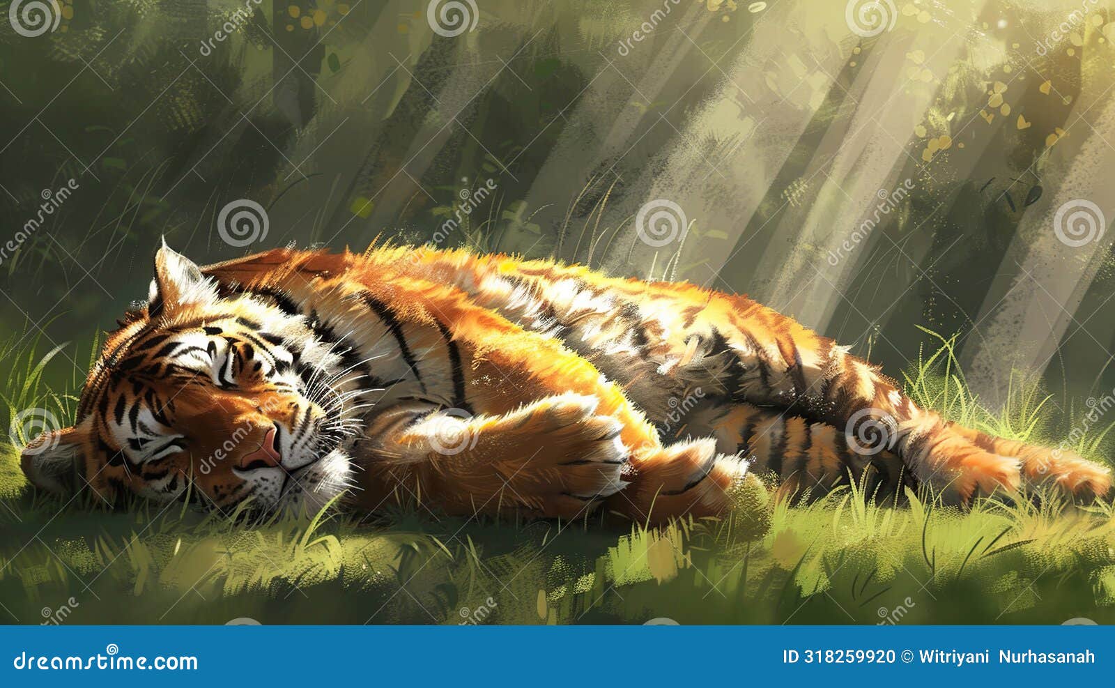 A Tiger Basks Under The Rays Of The Spring Sun. Generative Ai Stock ...
