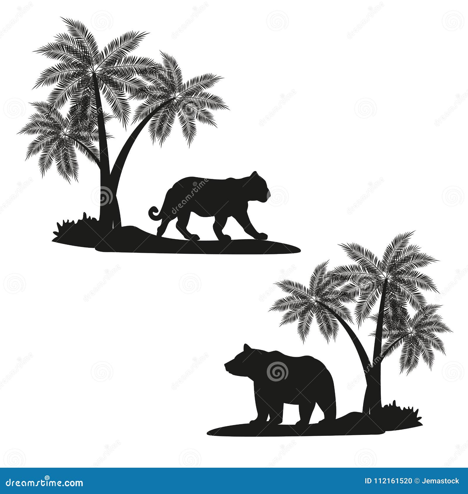 Tiger and bear shadows stock vector. Illustration of power - 112161520