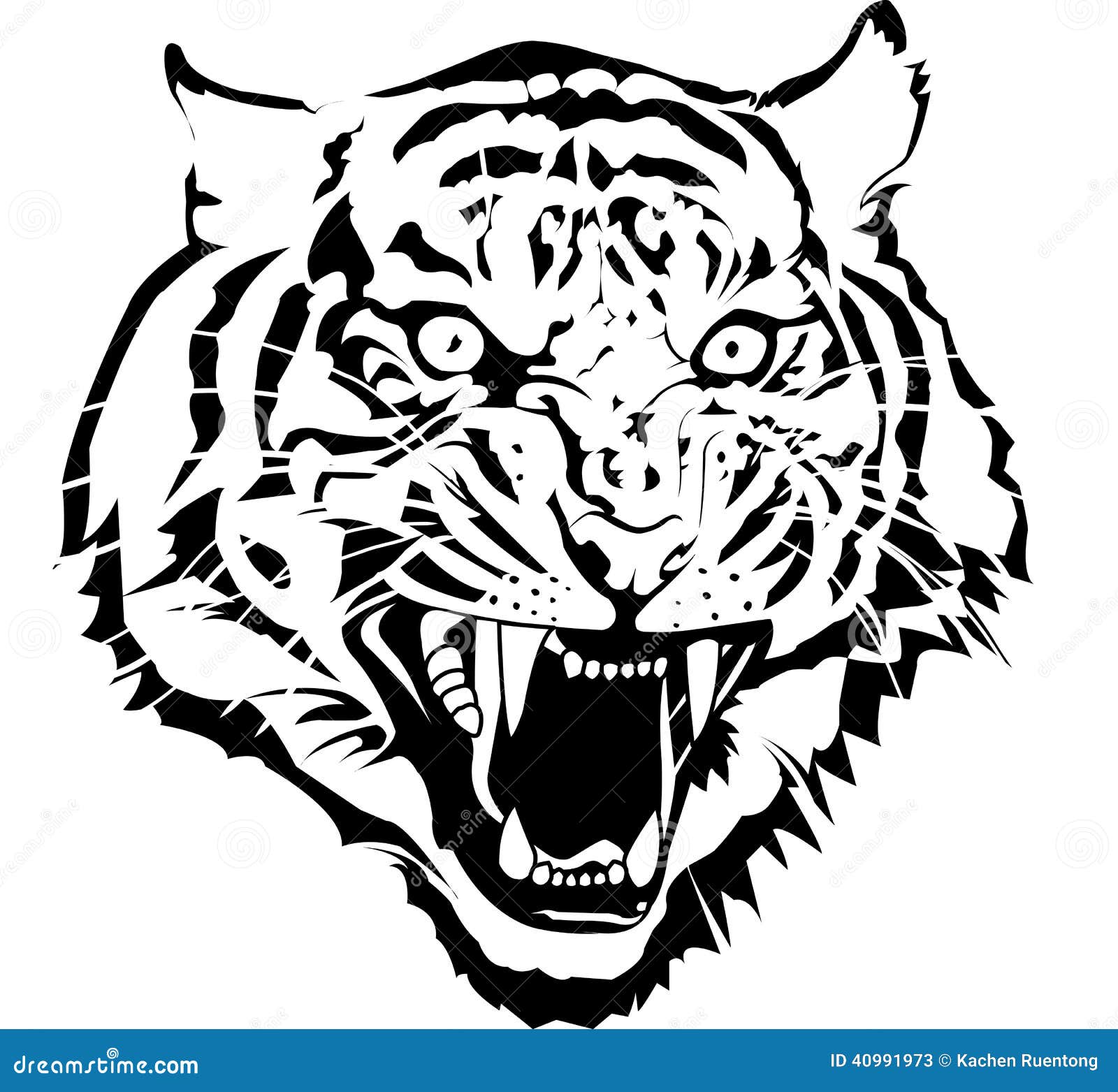 Tiger stock vector. Illustration of feline, head, portrait - 40991973
