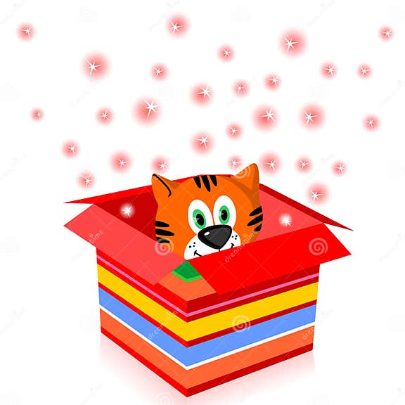 Tiger in a box stock vector. Illustration of look, dream - 10995810