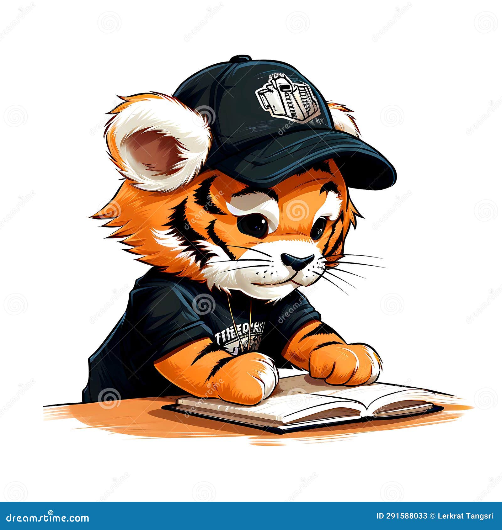 Tiger boy do homework stock illustration. Illustration of home - 291588033