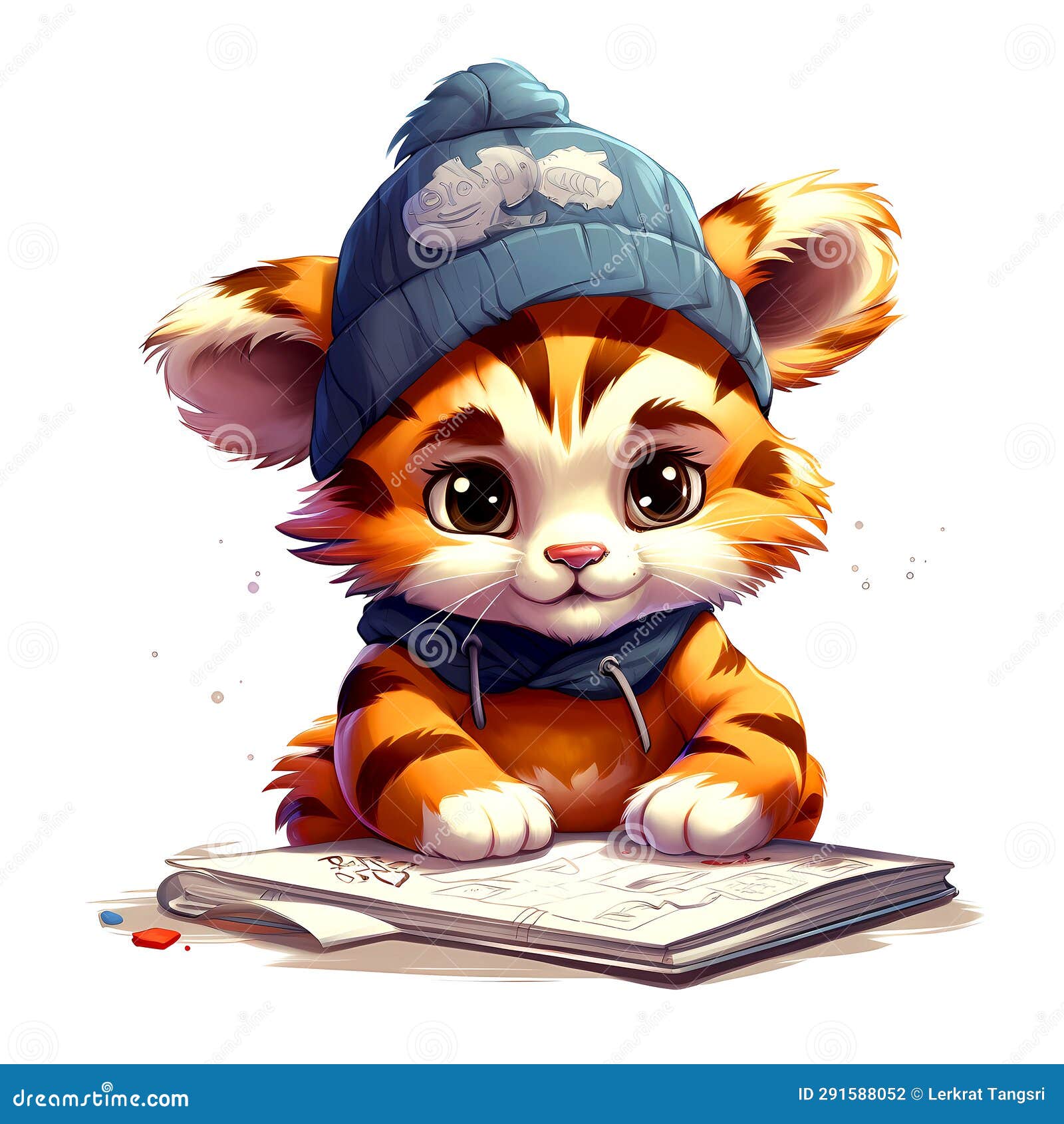 Tiger boy do homework stock illustration. Illustration of presentation ...