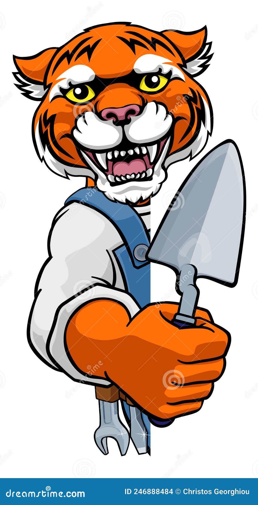 Tiger Bricklayer Builder Holding Trowel Tool Stock Vector ... Tiger Bricklayer Builder Holding Trowel Tool Stock Vector ...
