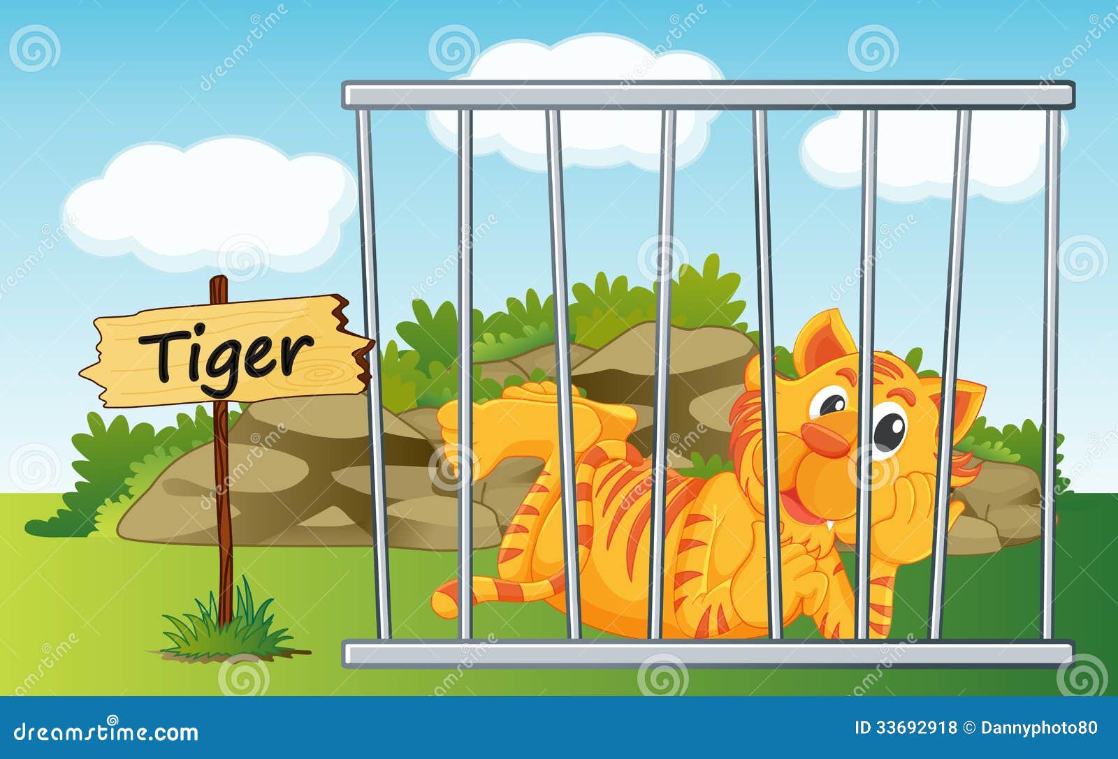 Tiger in cage stock vector. Illustration of roar, carnivore - 33692918