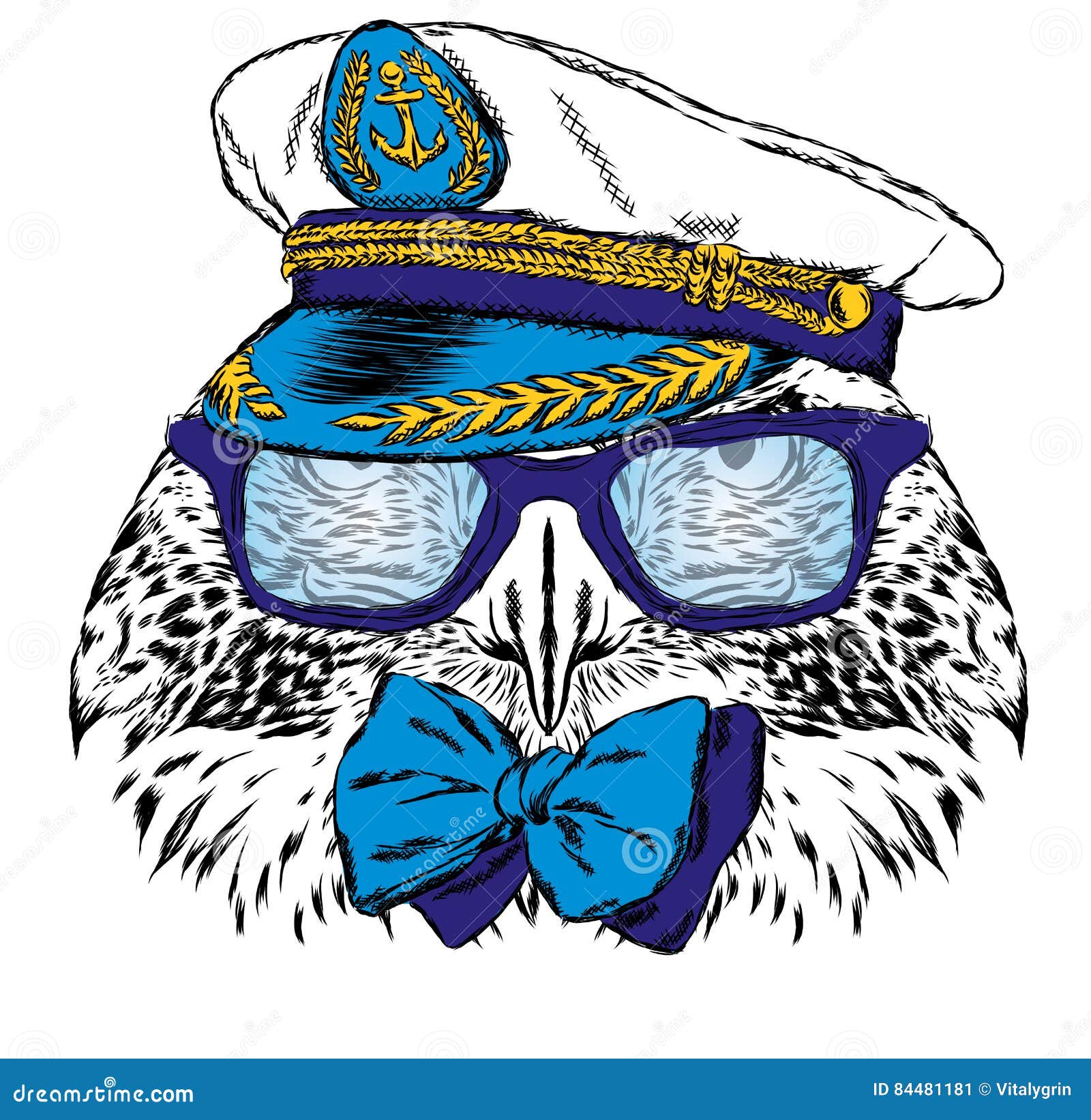 Tiger in the Captain`s Cap. Stock Vector - Illustration of sale ...