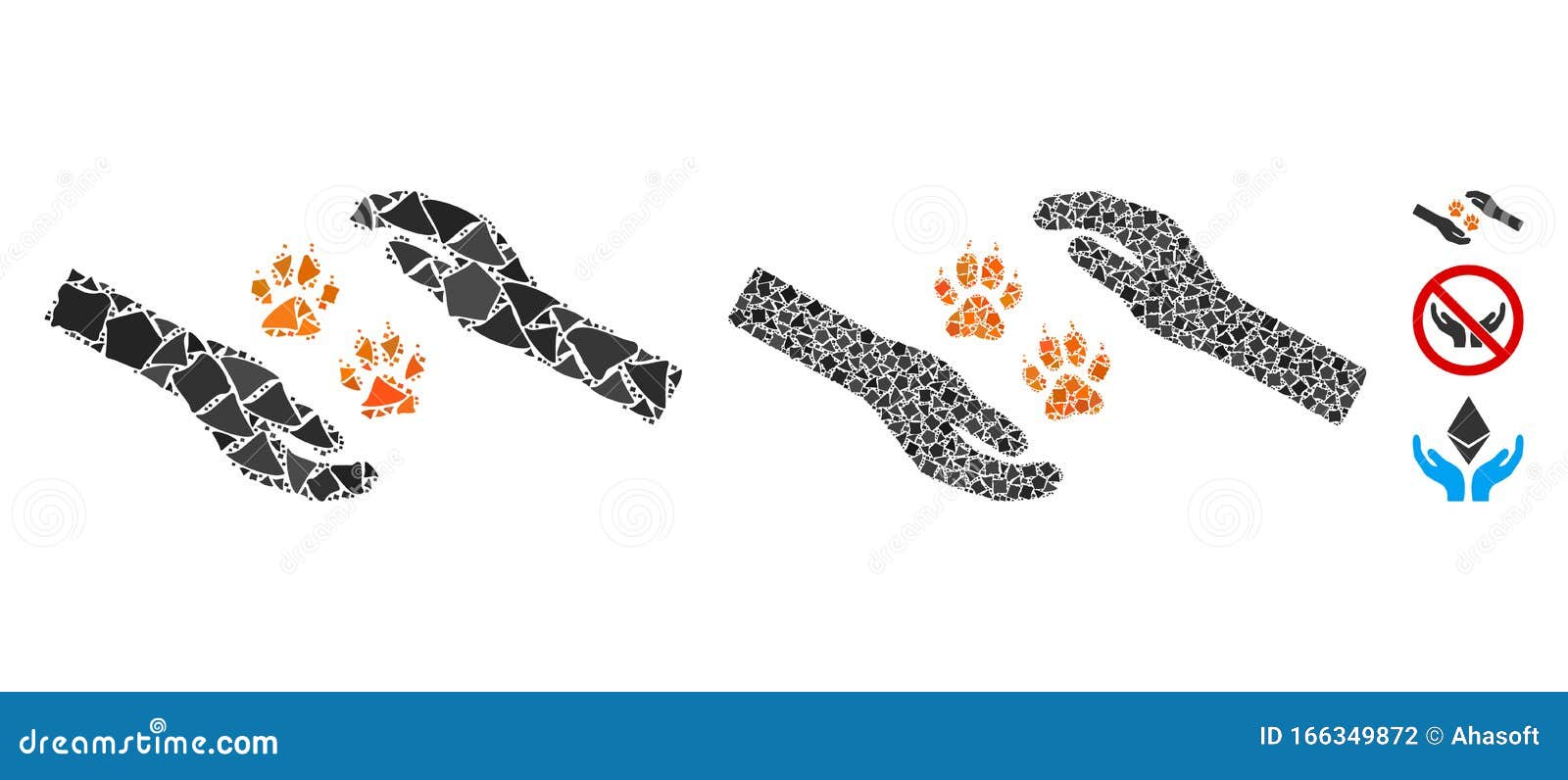 Tiger Care Hands Mosaic Icon of Humpy Items Stock Vector - Illustration ...