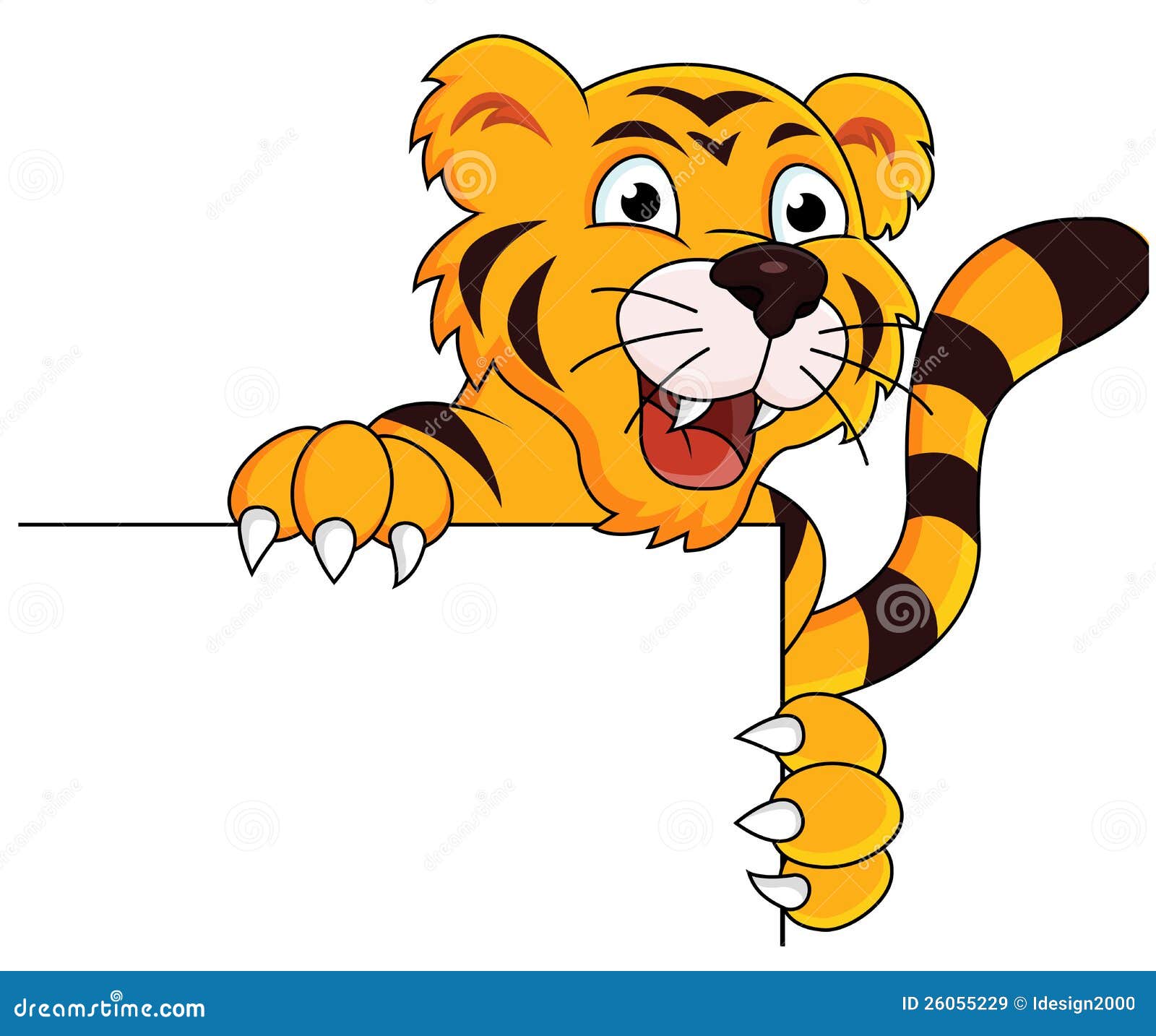 Tiger Cartoon with Blank Sign Stock Vector - Illustration of collective ...
