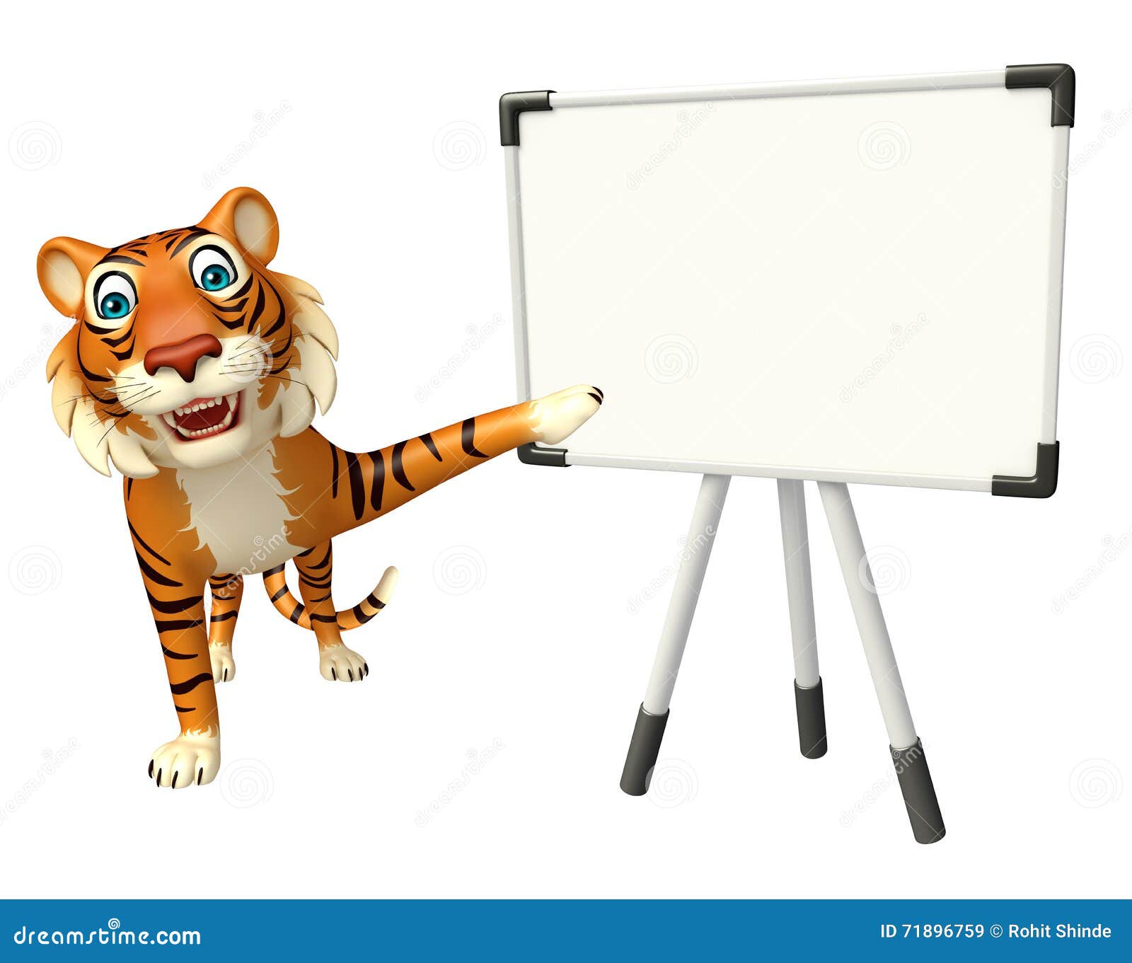 Tiger Cartoon Character with Display Board Stock Illustration ...