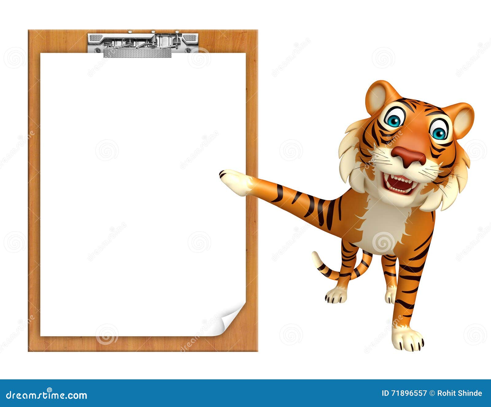 Tiger Cartoon Character with Exam Pad Stock Illustration - Illustration ...