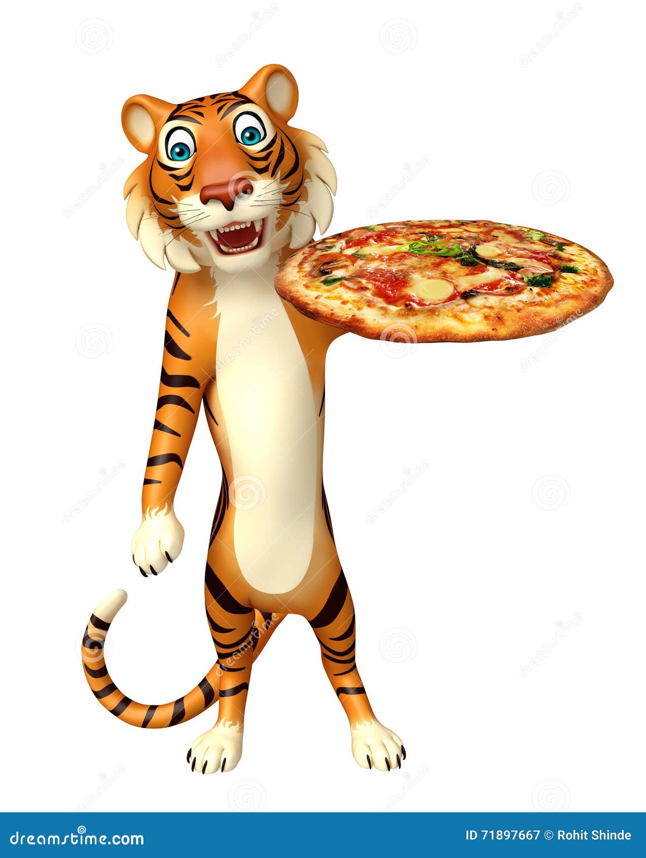Tiger Pizza Chef Cartoon Restaurant Mascot Vector Illustration ...