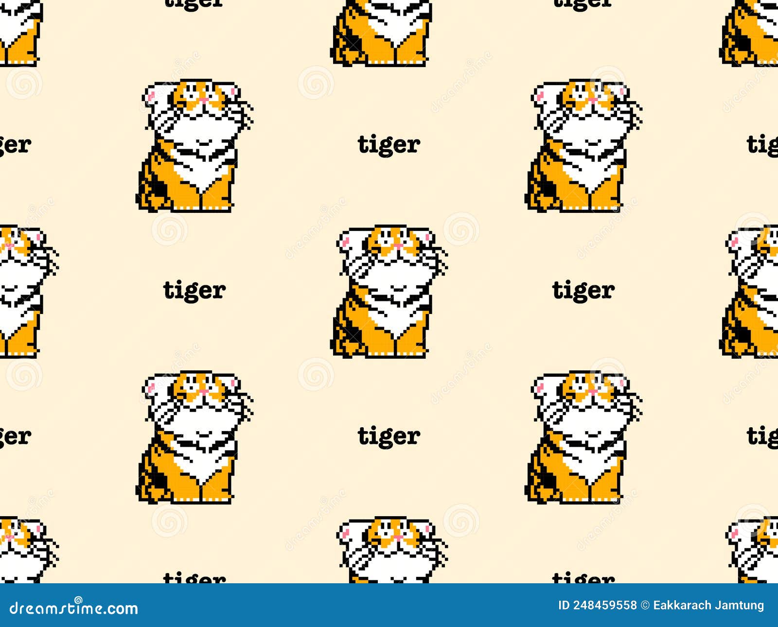 Tiger Pixel Art Safari Animal Video Game Cartoon | CartoonDealer.com ...