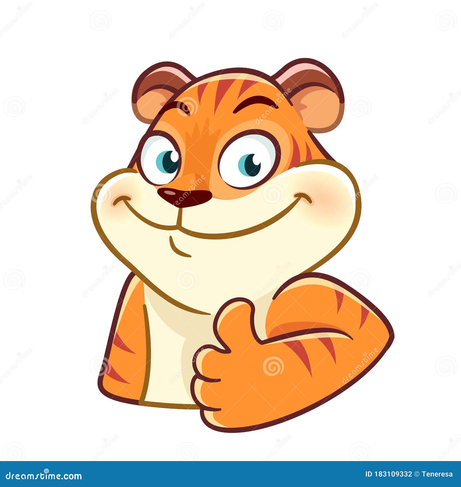 Tiger Cartoon Character with Thumbs Up Stock Vector - Illustration of ...